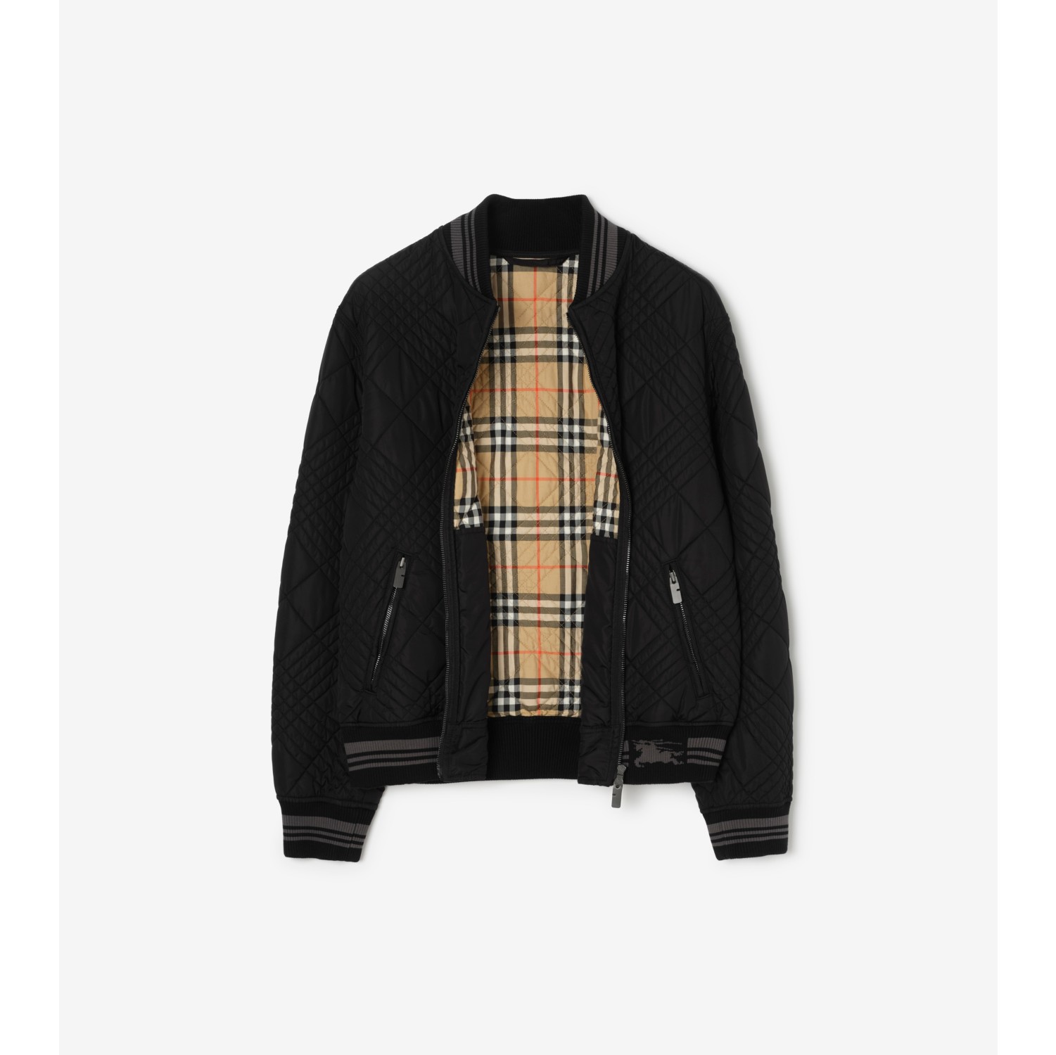 Micro Check-stitch Rakewood Bomber Jacket in Black - Men | Burberry ...