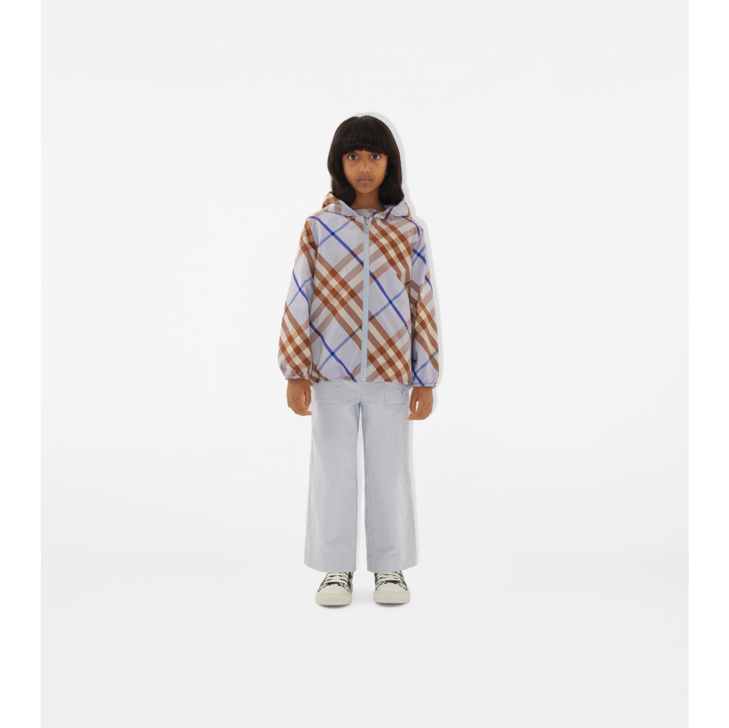 Reversible Check Cotton Blend Jacket in Slate blue | Burberry® Official