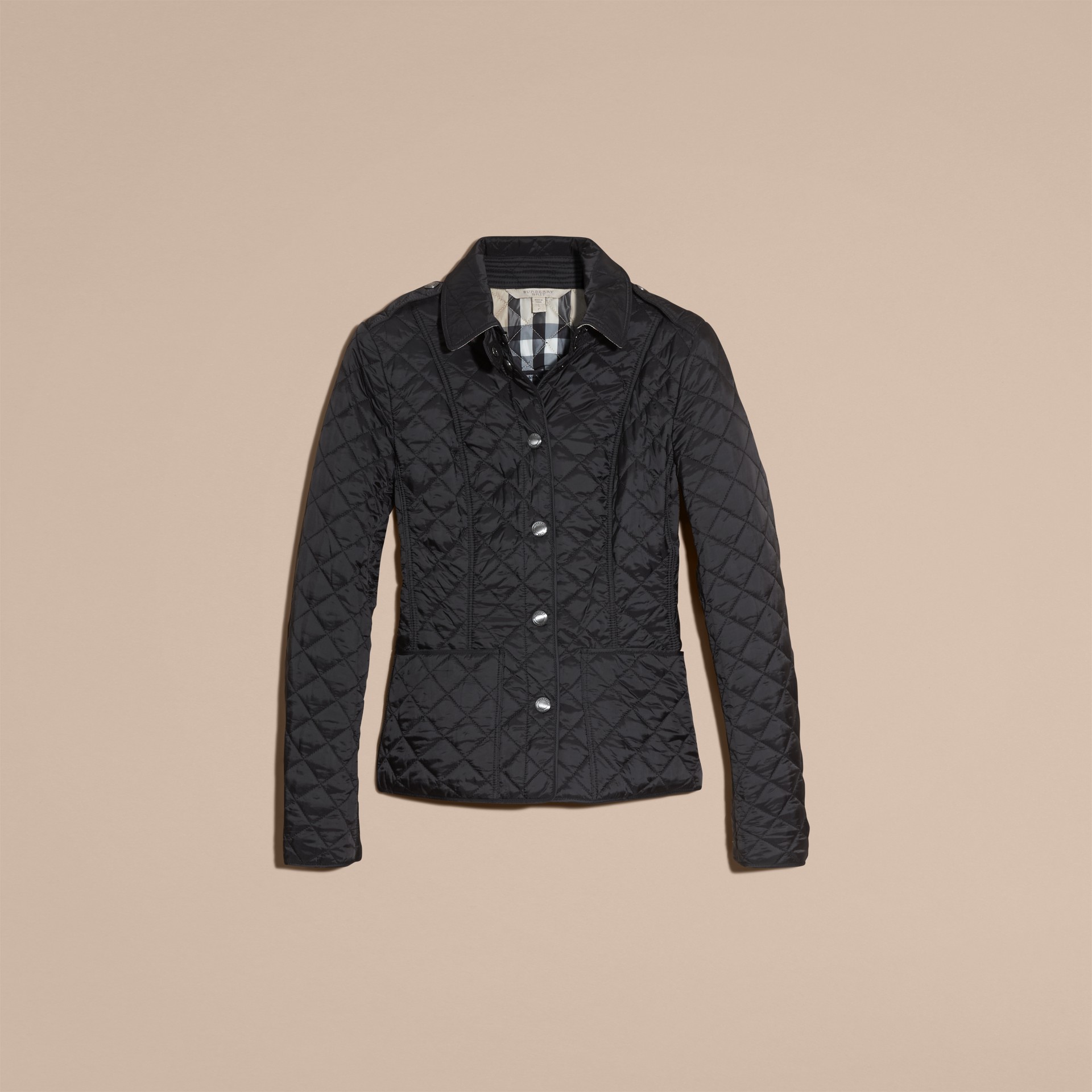 Diamond Quilted Jacket Black Burberry
