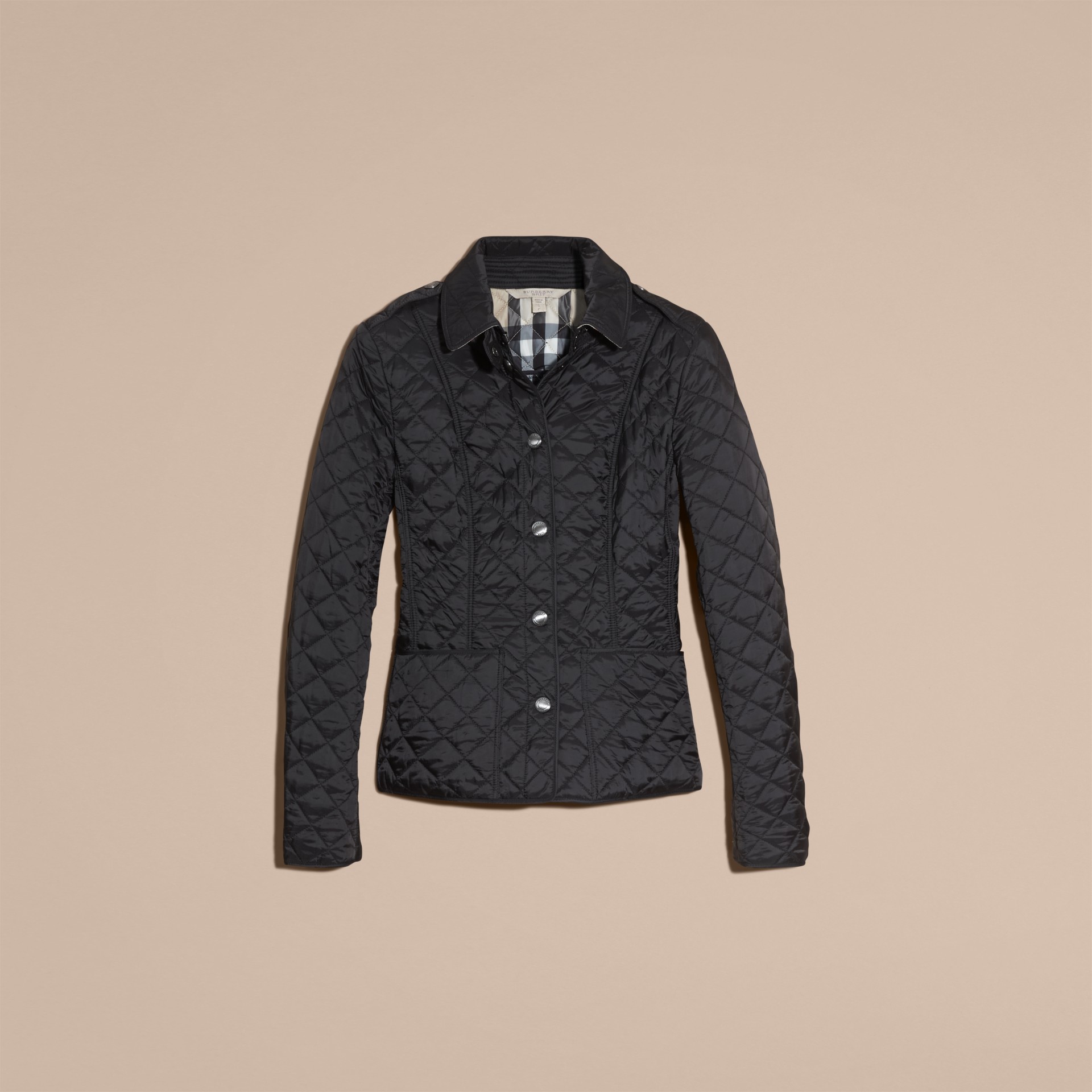 Diamond Quilted Jacket Black Burberry
