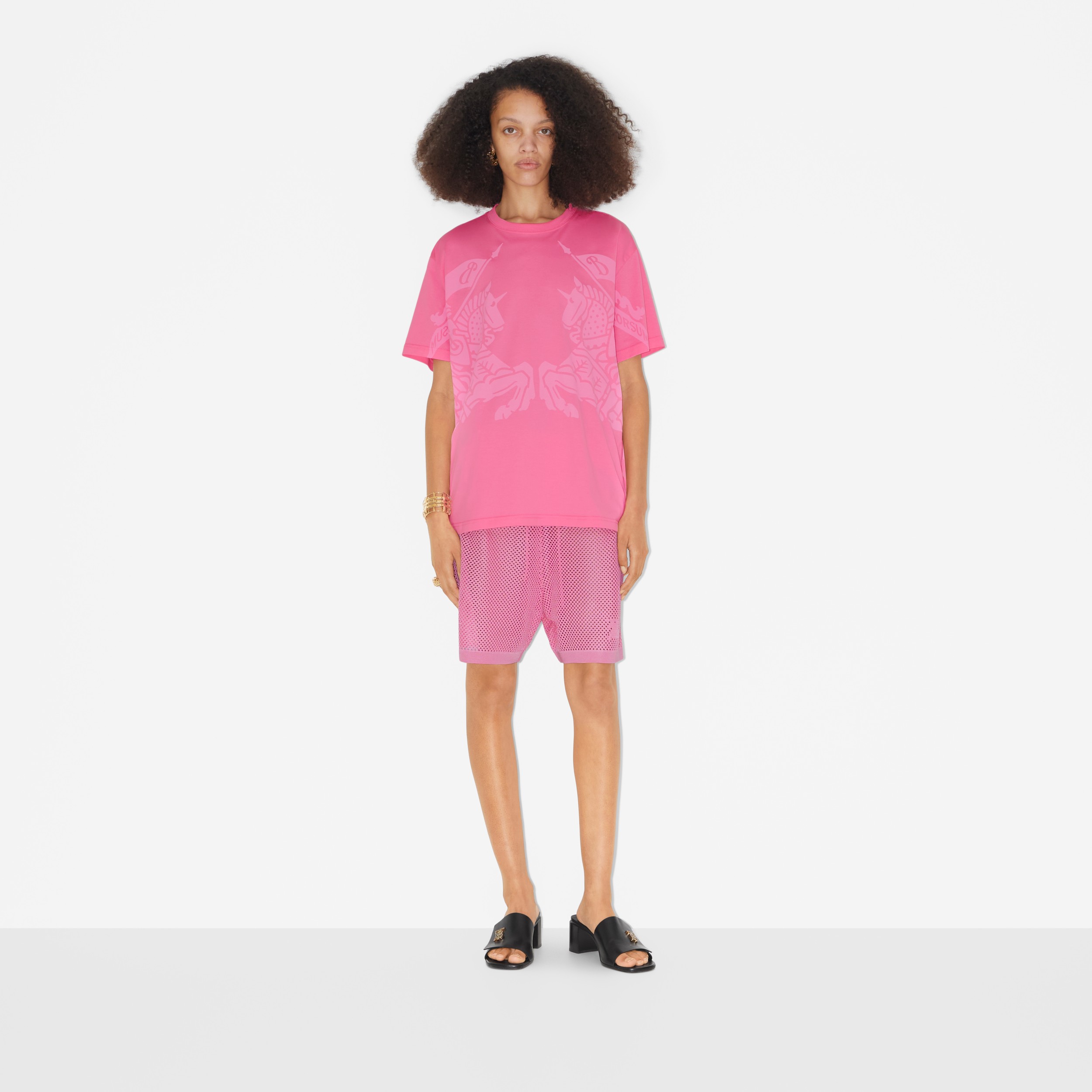 Ekd Cotton Oversized T Shirt In Bubblegum Pink Women Burberry® Official