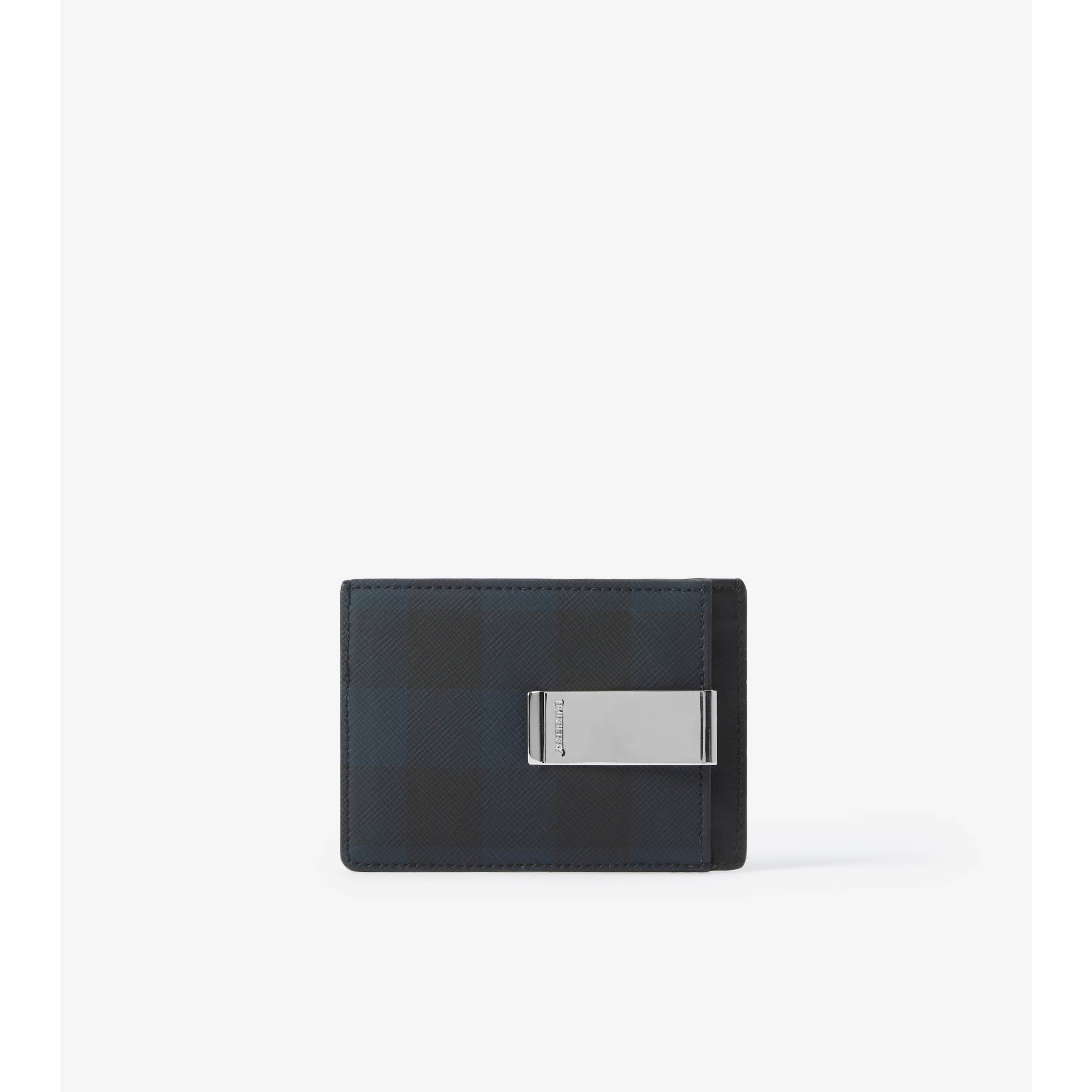 Check Money Clip Card Case In Navy Men Burberry® Official