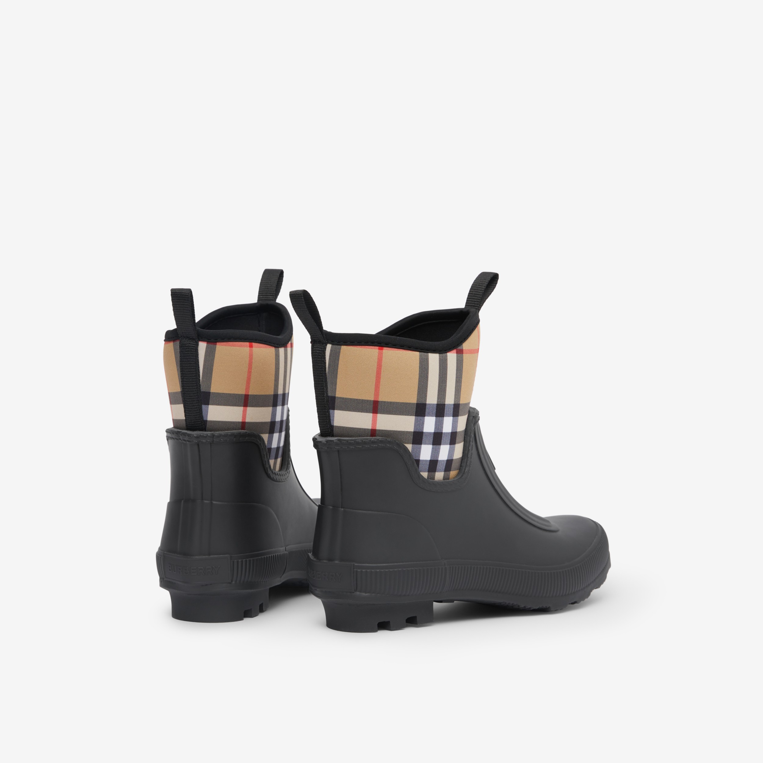 Vintage Check Neoprene and Rubber Rain Boots in Black - Children ...