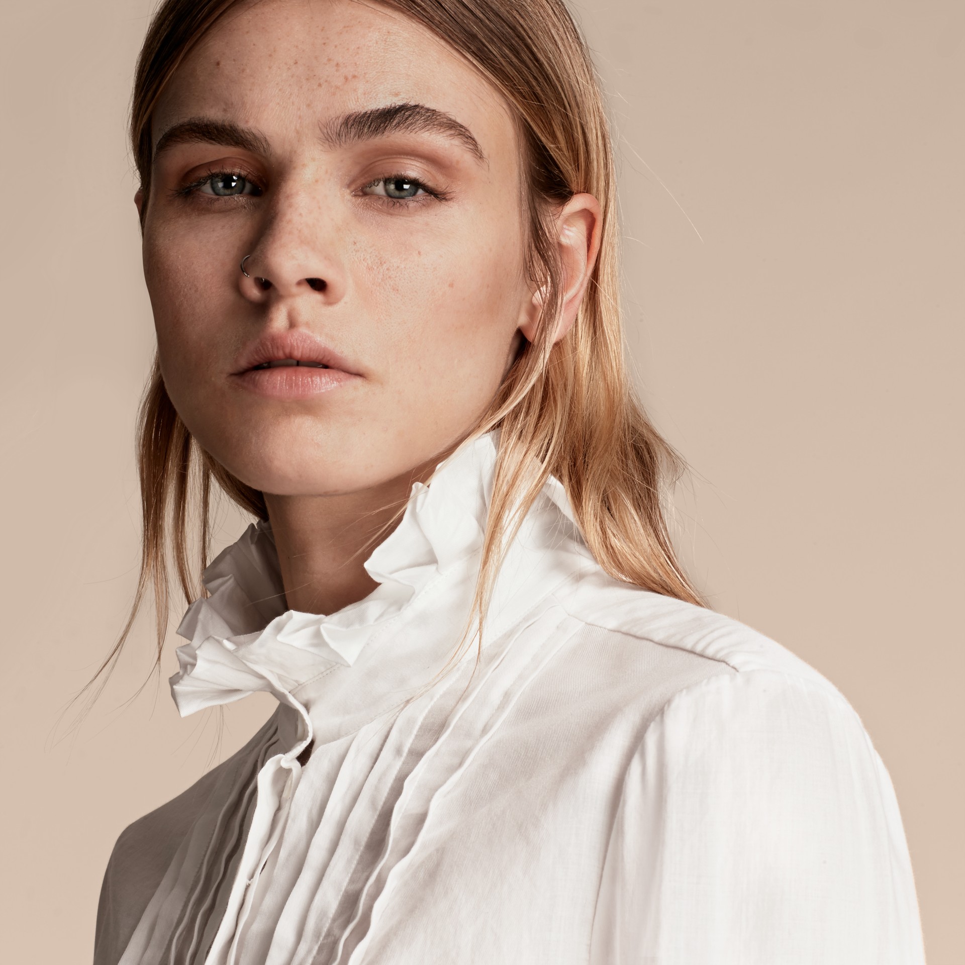 Ruff Collar Cotton Tulle Shirt | Burberry