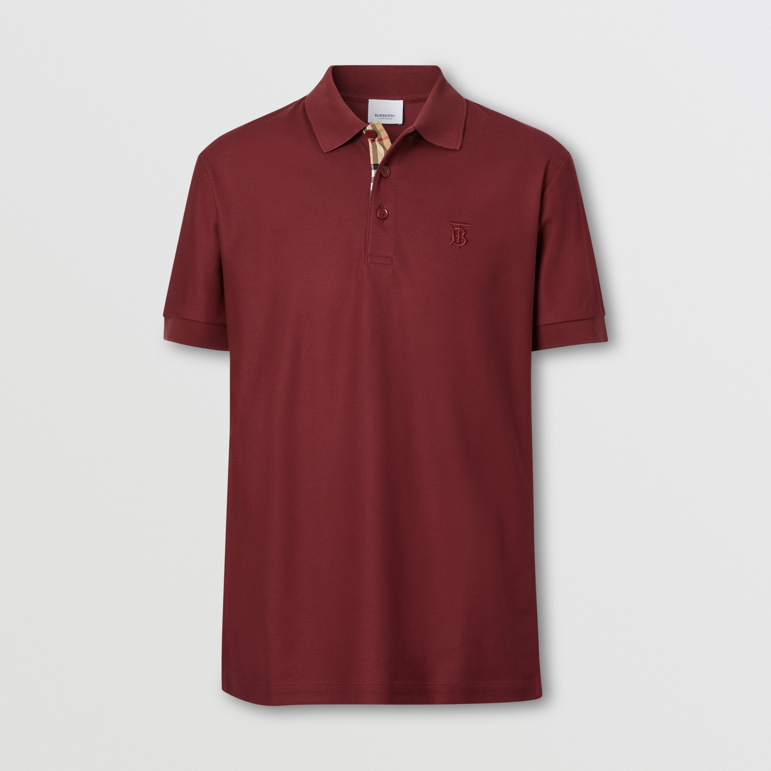 Monogram Motif Cotton Piqué Polo Shirt in Garnet - Men | Burberry ...