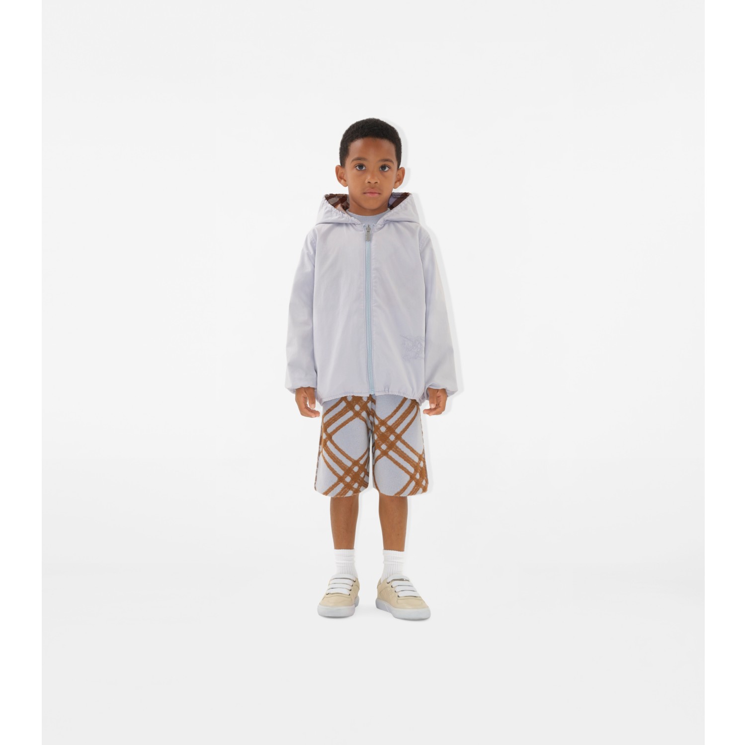 Reversible Check Cotton Blend Jacket in Slate blue | Burberry® Official