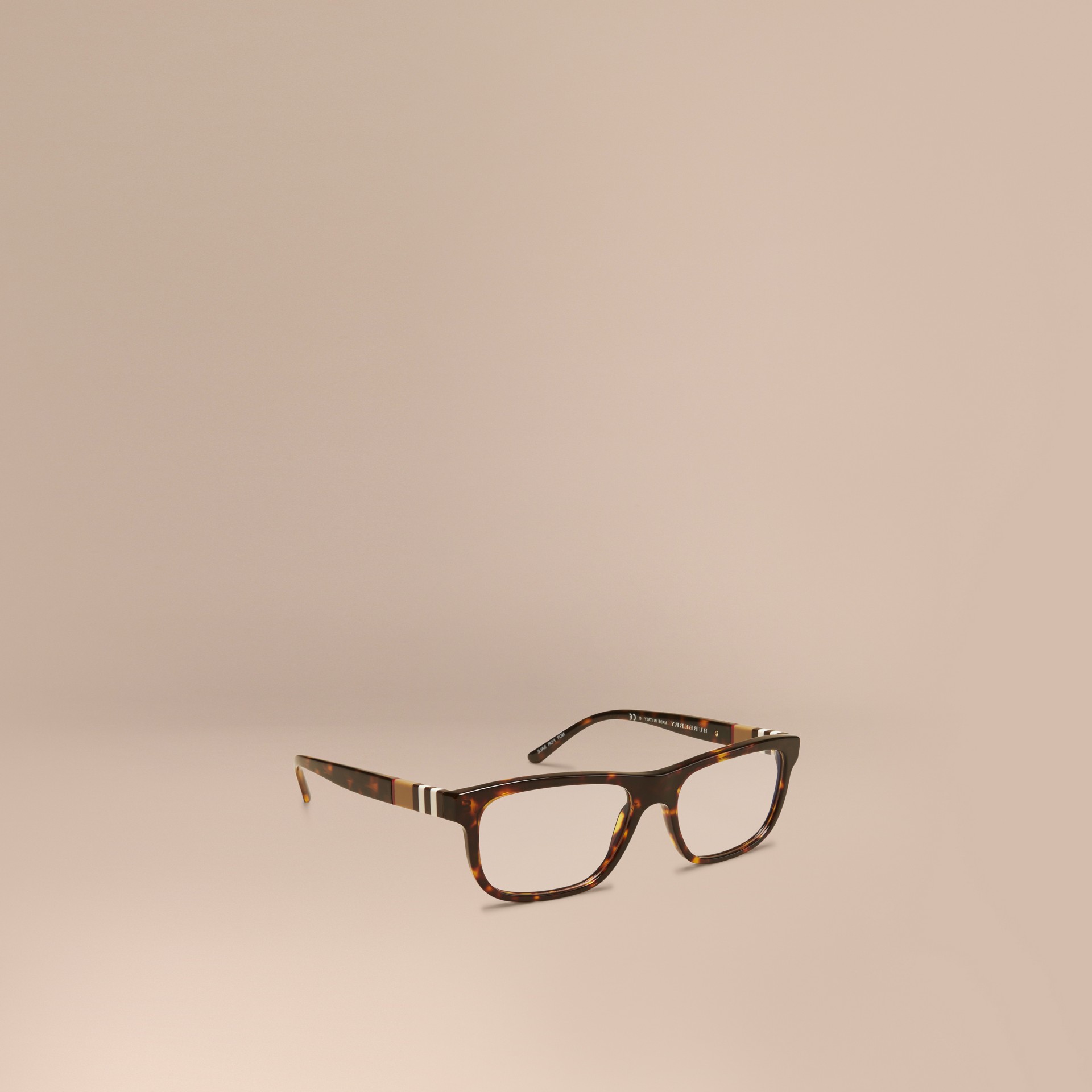 Check Detail Square Optical Frames Tortoise Shell Burberry
