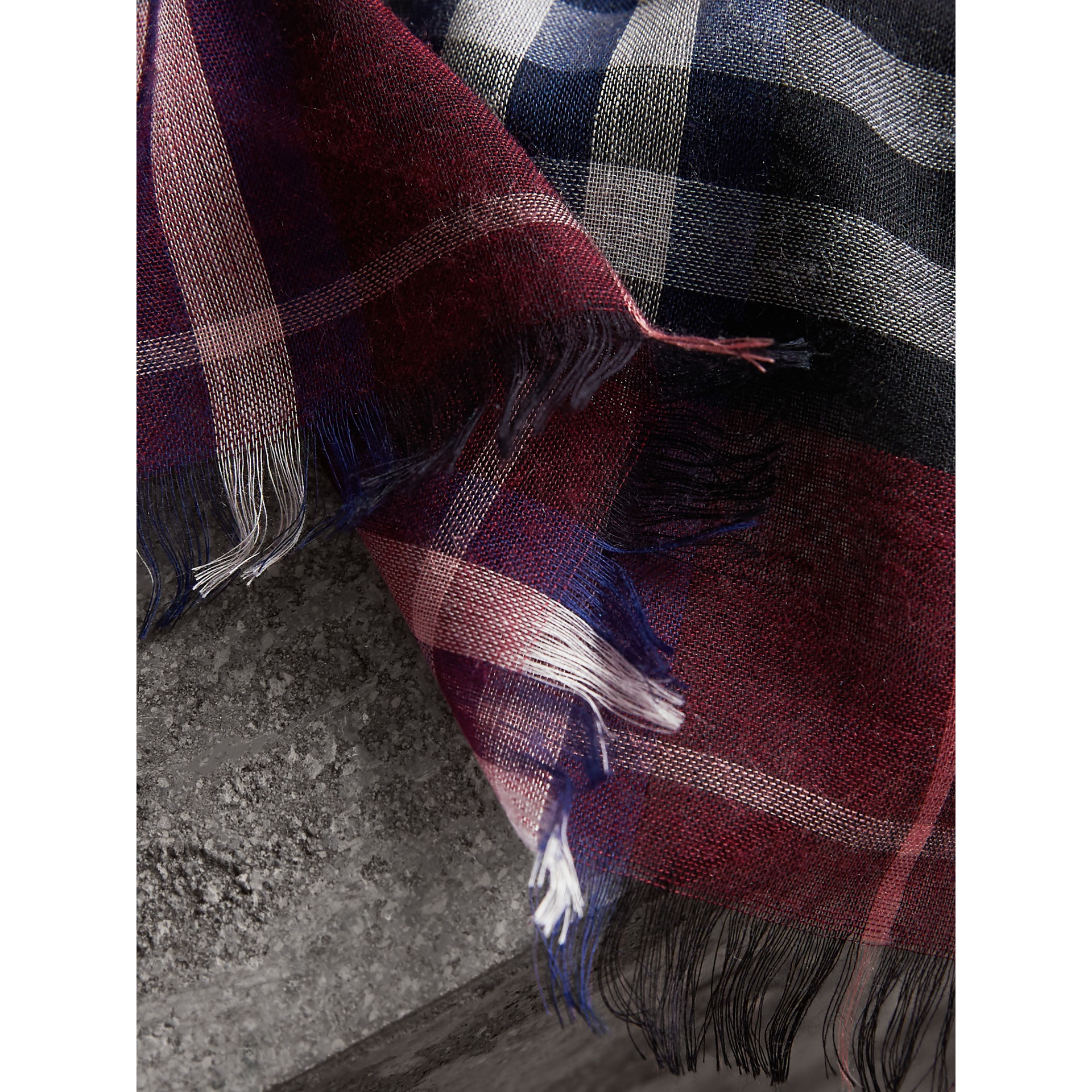 Check Modal and Wool Square Scarf in Claret | Burberry United States Check Modal and Wool Square Scarf in Claret | Burberry United States