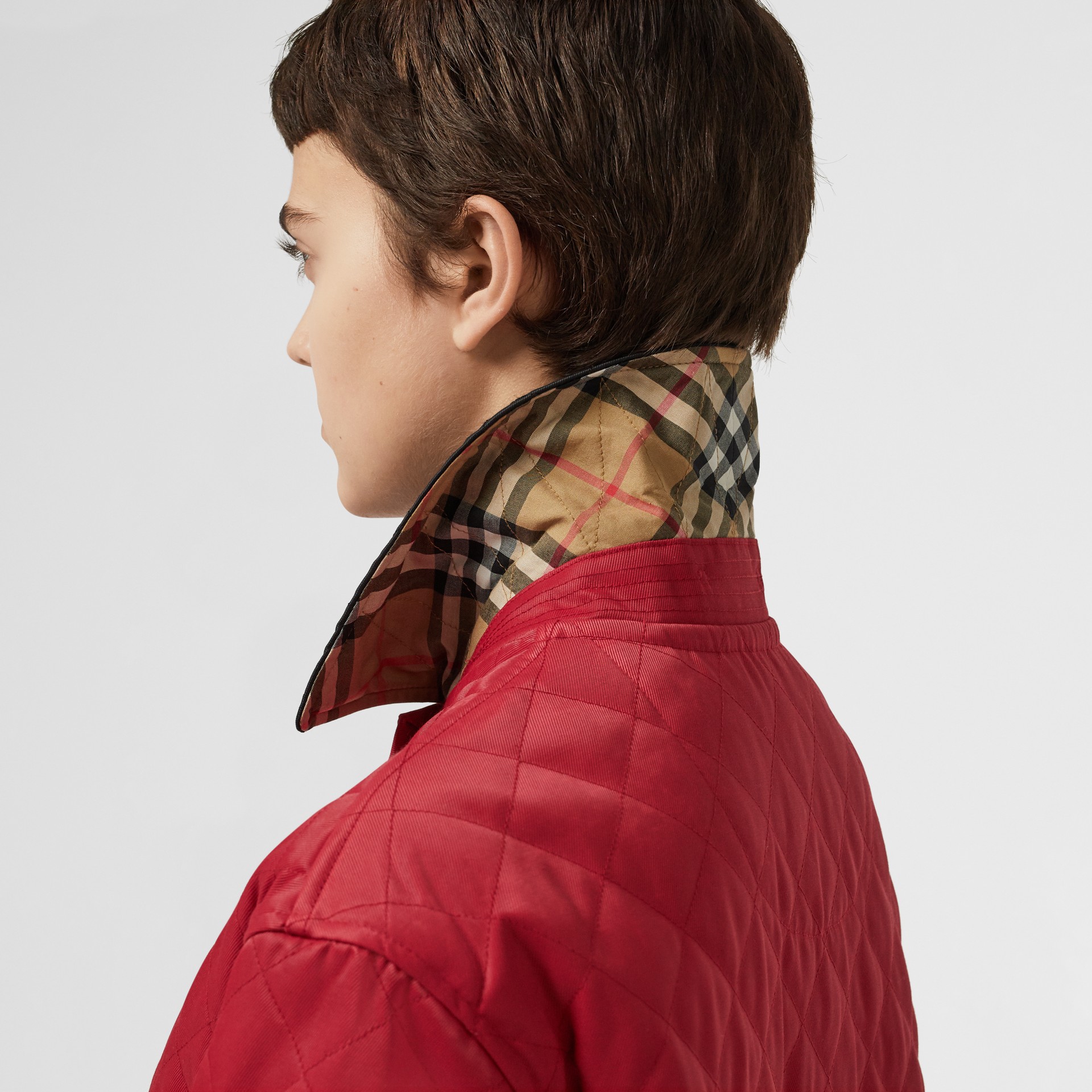 Diamond Quilted Barn Jacket In Red Women Burberry United States