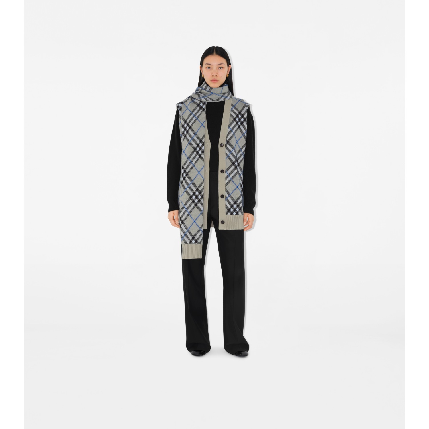 Check Wool Mohair Blend Cape in Lichen | Burberry® Official