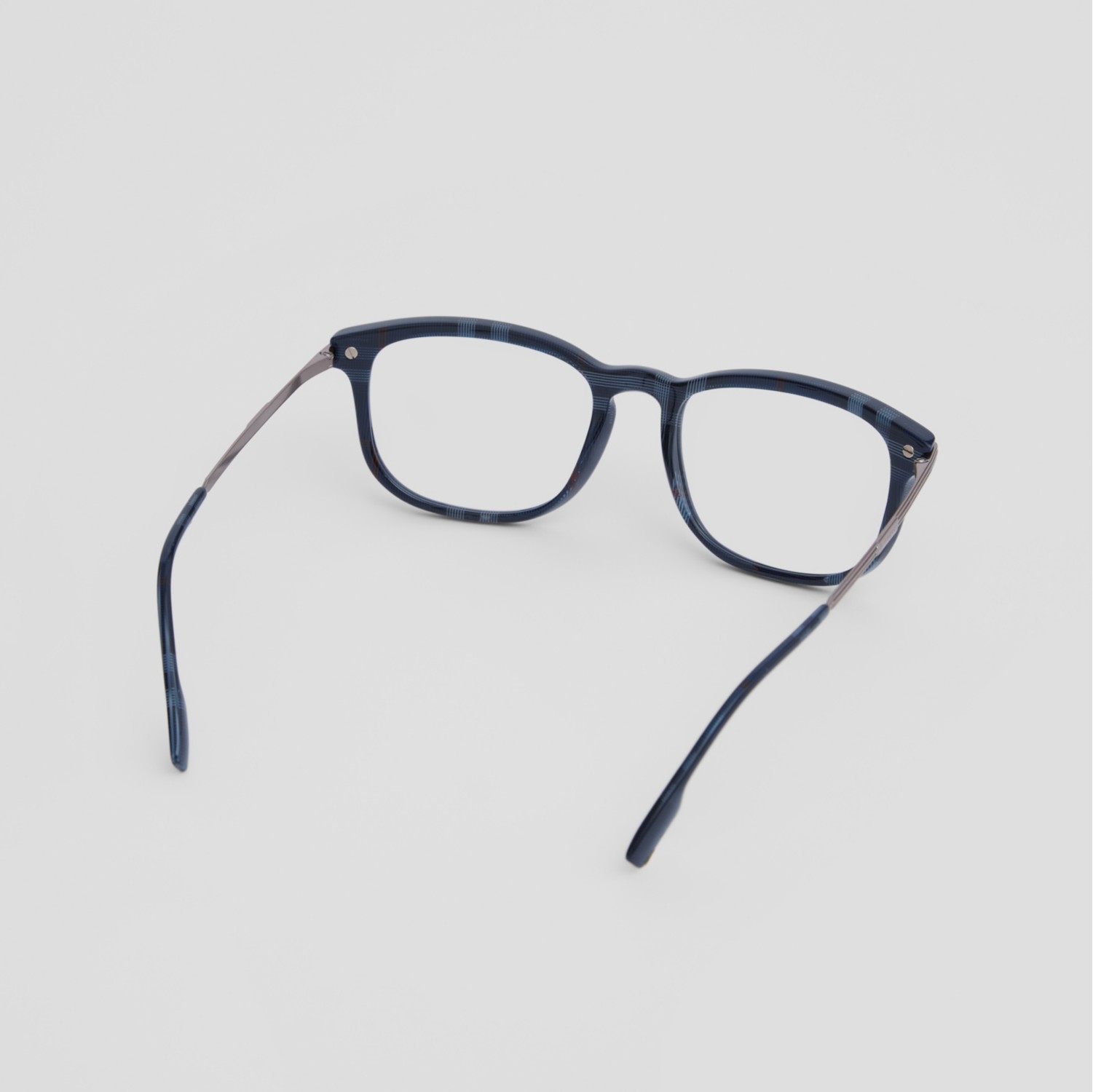 Check Detail Rectangular Optical Frames in Navy - Men | Burberry® Official