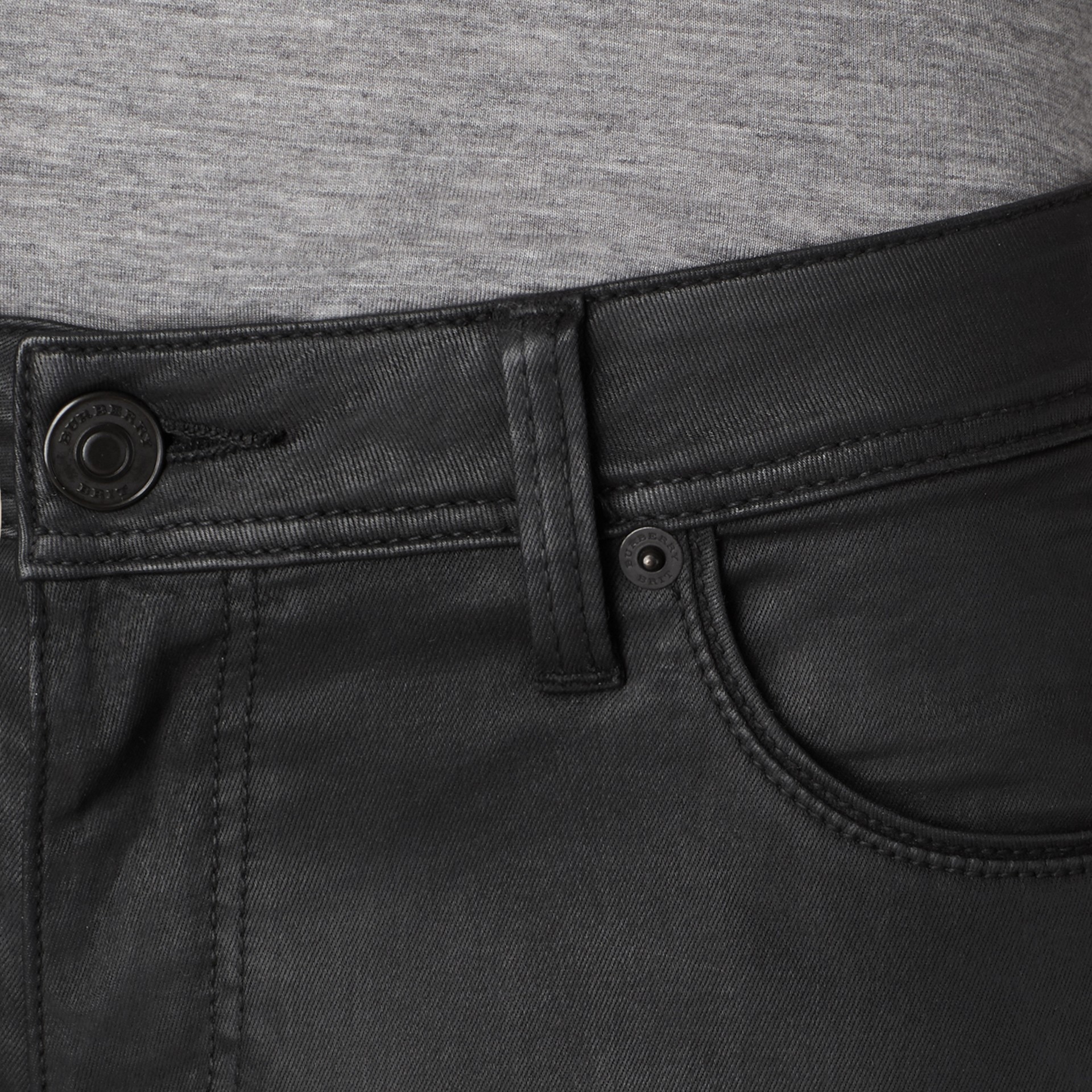 Skinny Fit Low Rise Wax Coated Jeans Burberry