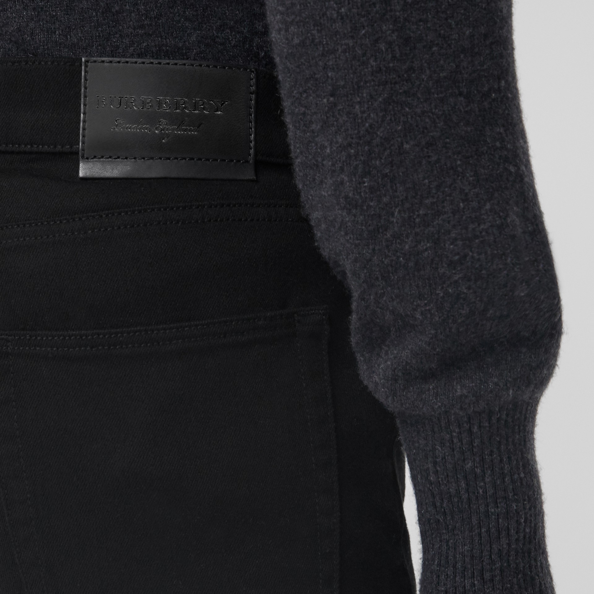 Slim Fit Stretch Denim Jeans In Black Men Burberry United States