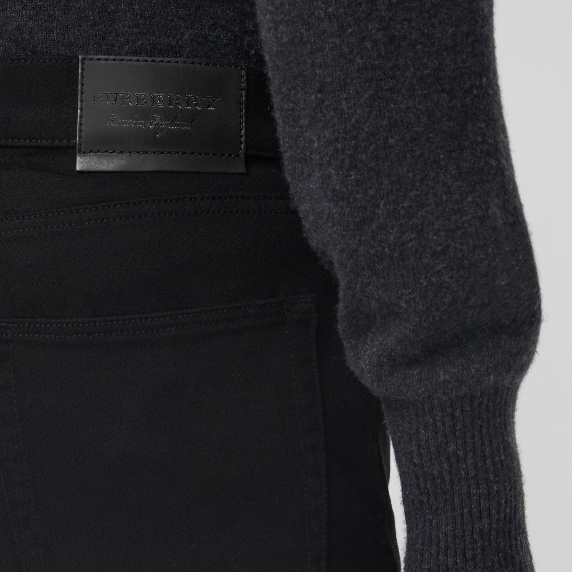 Slim Fit Stretch Denim Jeans In Black Men Burberry United States