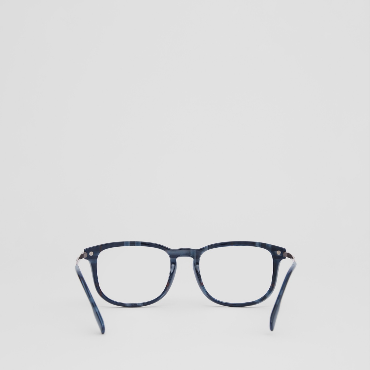 Check Detail Rectangular Optical Frames in Navy - Men | Burberry® Official