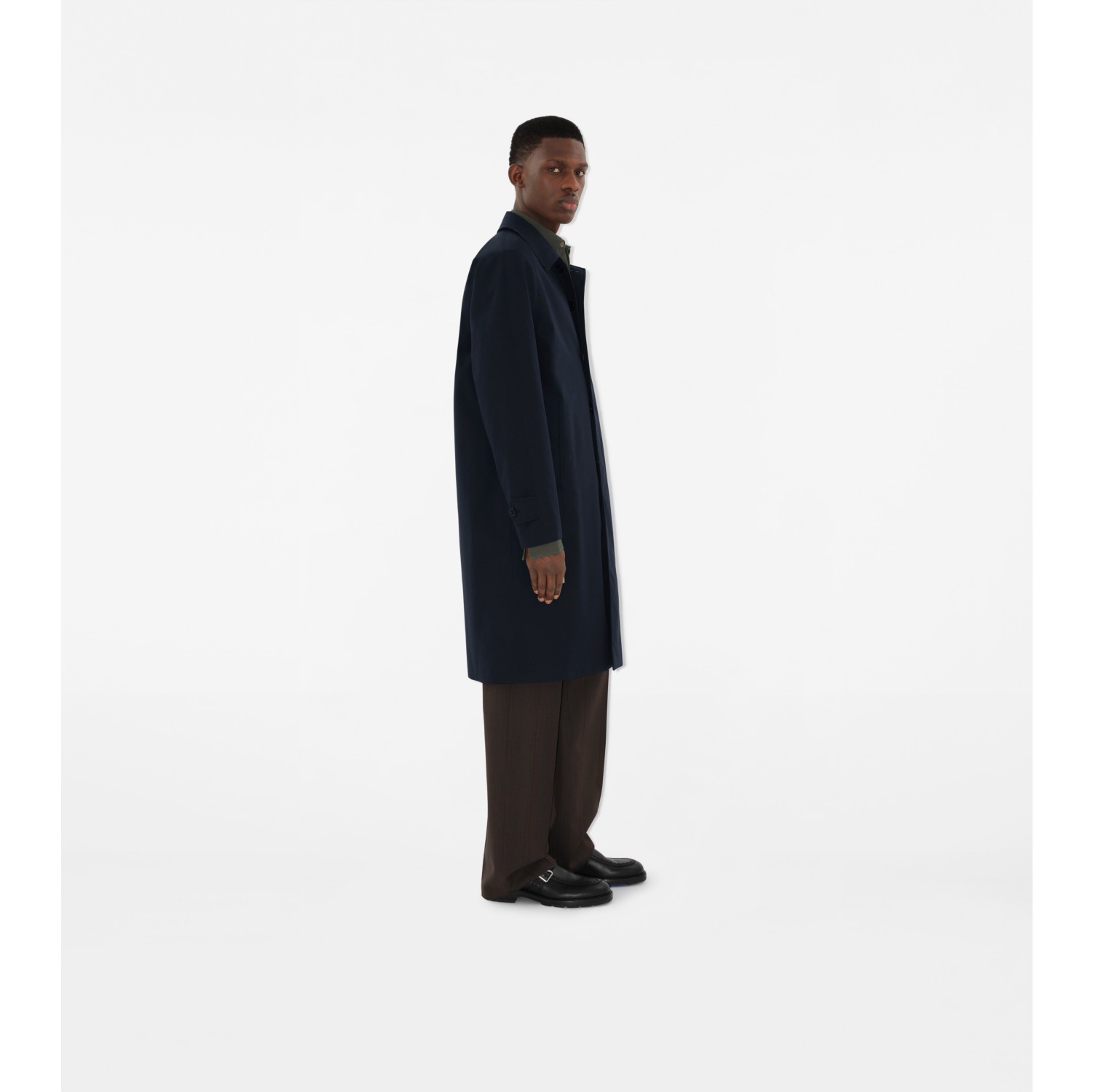 Long Camden Heritage Car Coat in Coal blue - Men, Cotton Gabardine ...