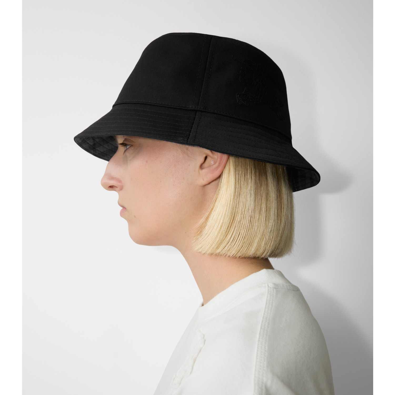 Cotton Blend Bucket Hat in Black - Men | Burberry® Official