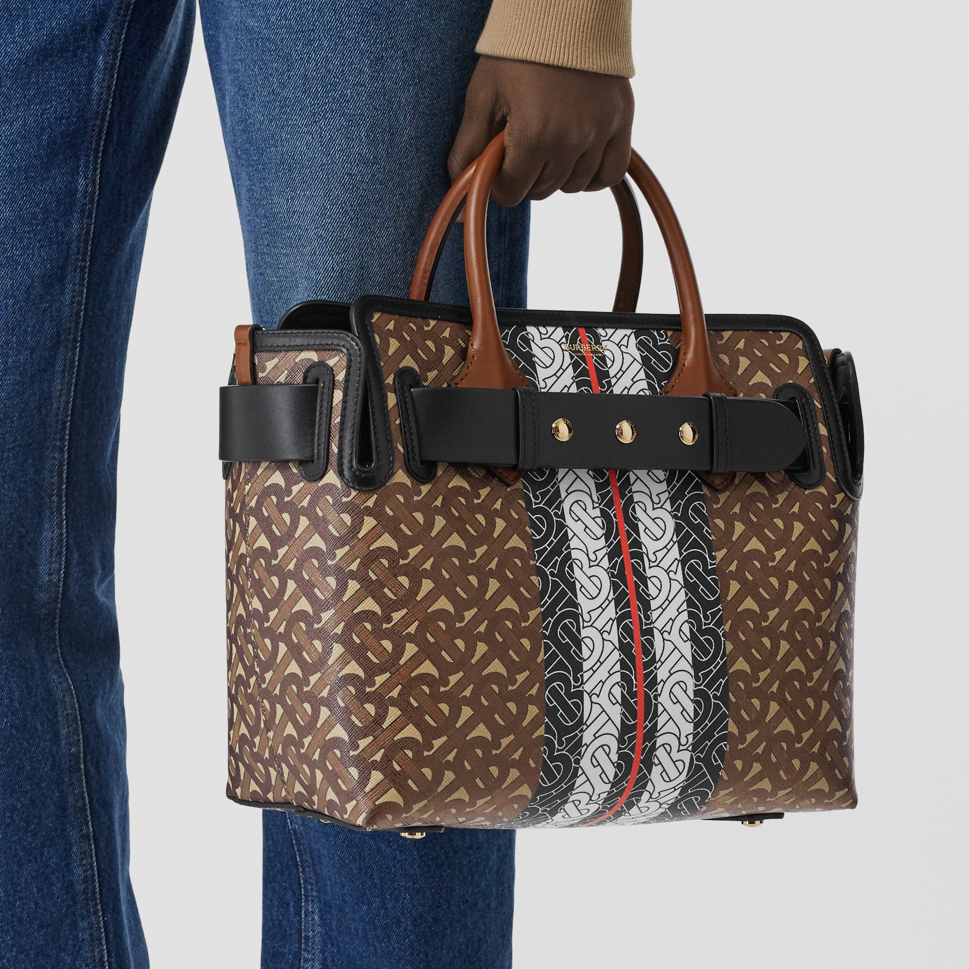 Small Monogram Stripe E-canvas Tote Bag | semashow.com