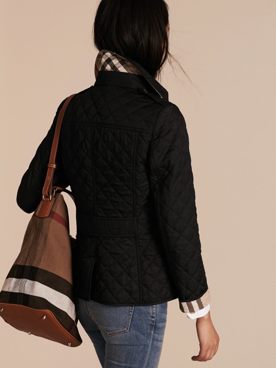 Diamond Quilted Jacket Black Burberry