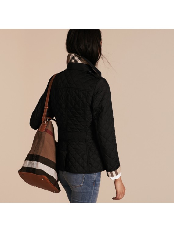 Diamond Quilted Jacket Black Burberry