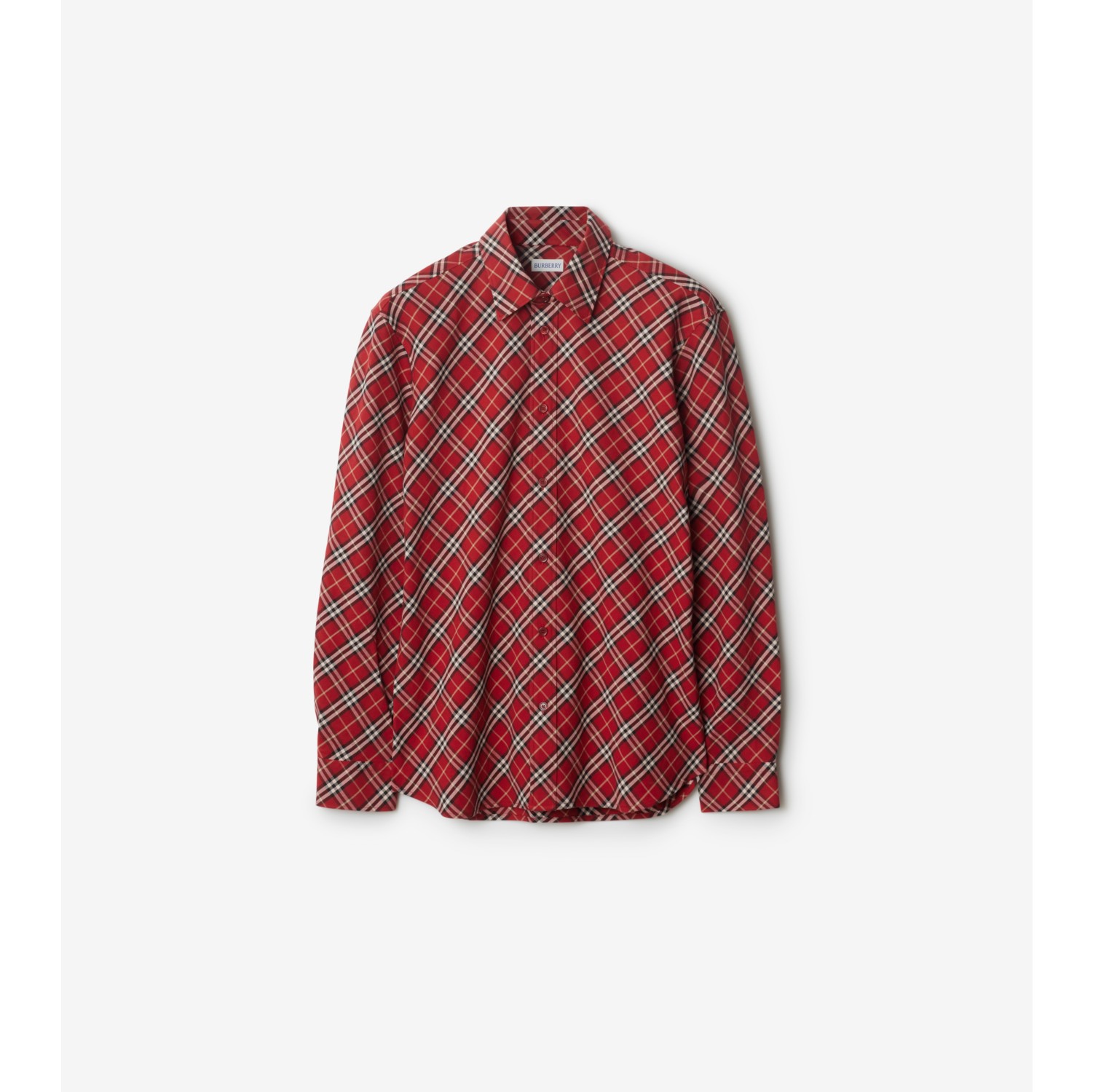 Regular Fit Check Cotton Shirt in Geranium Men Burberry Official