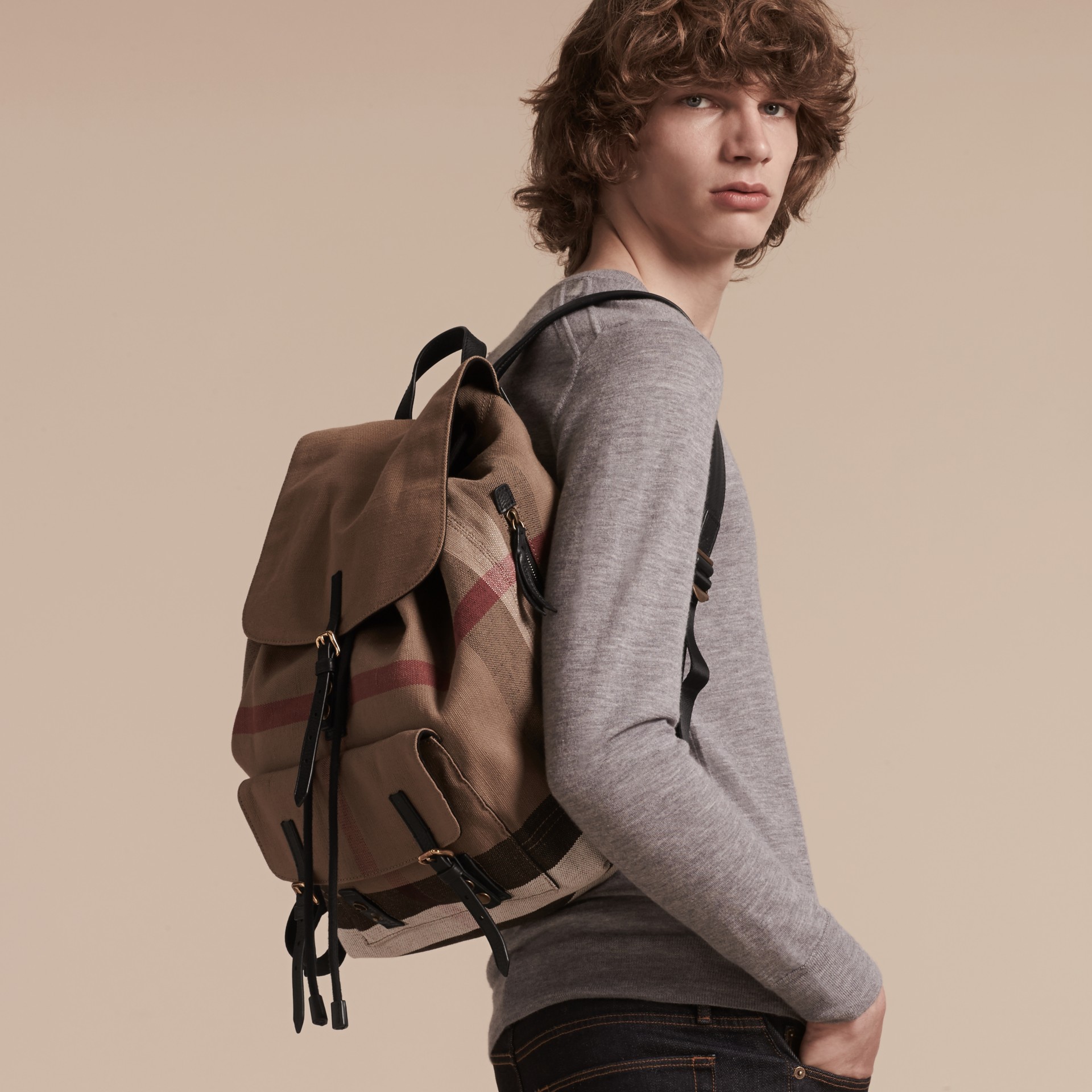 Canvas Check Backpack in Black | Burberry United Kingdom
