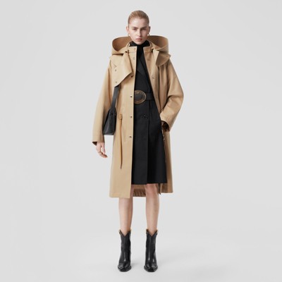 Burberry Detachable Hood Tri-layer Gabardine Parka In Modern Honey ...