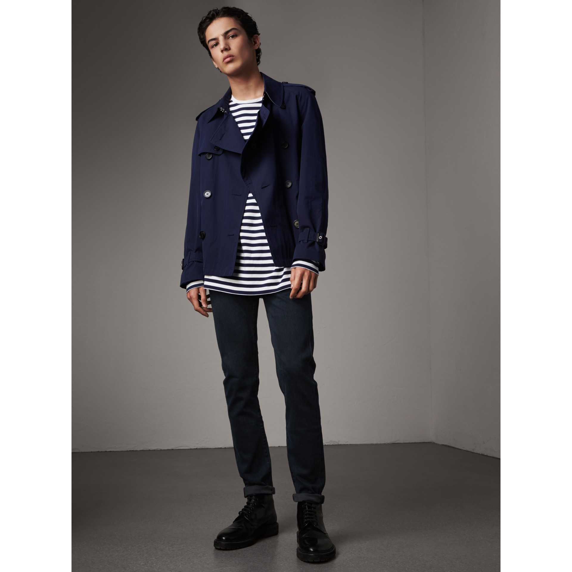 Slim Fit Stretch Denim Jeans In Dark Indigo Men Burberry United States