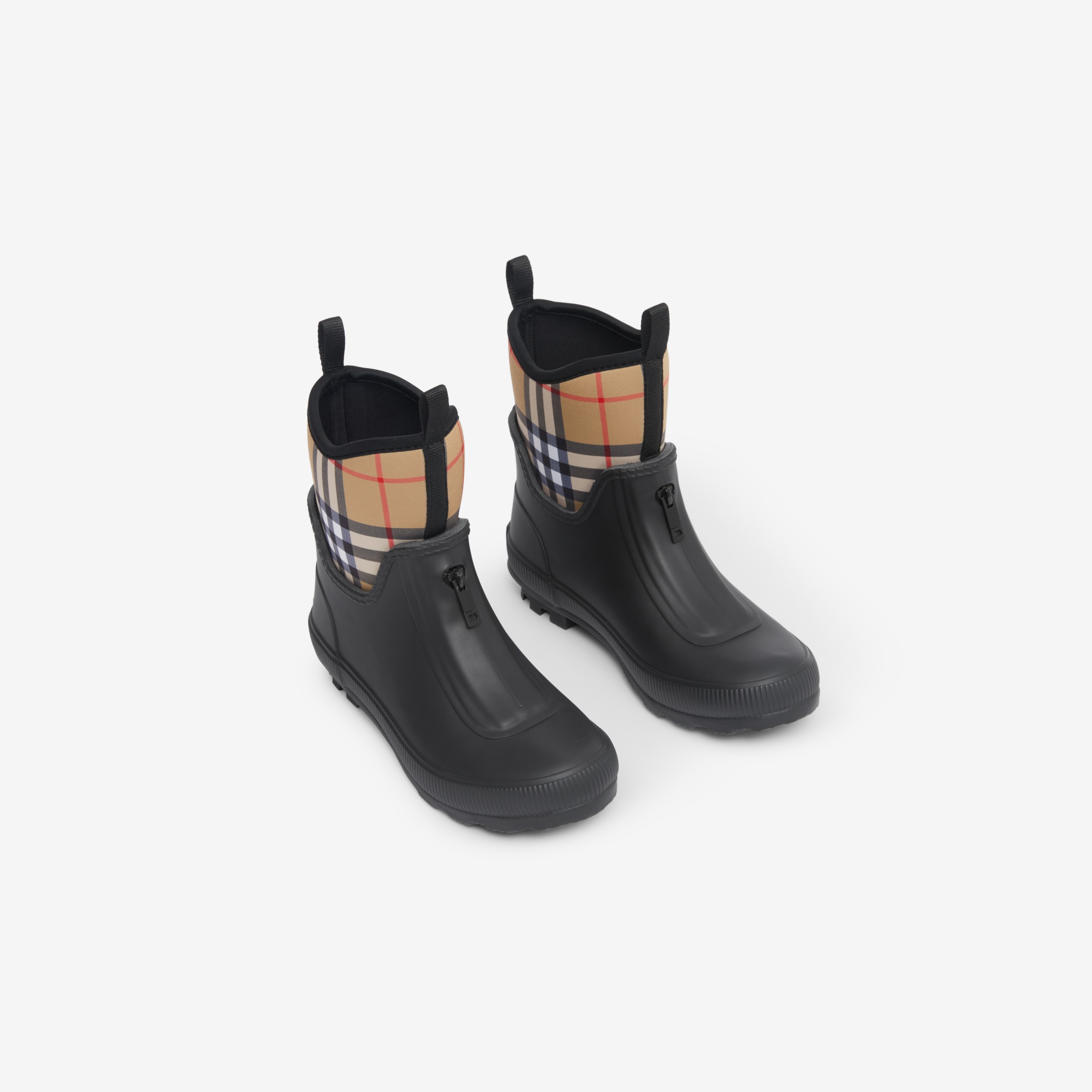 Vintage Check Neoprene and Rubber Rain Boots in Black - Children ...