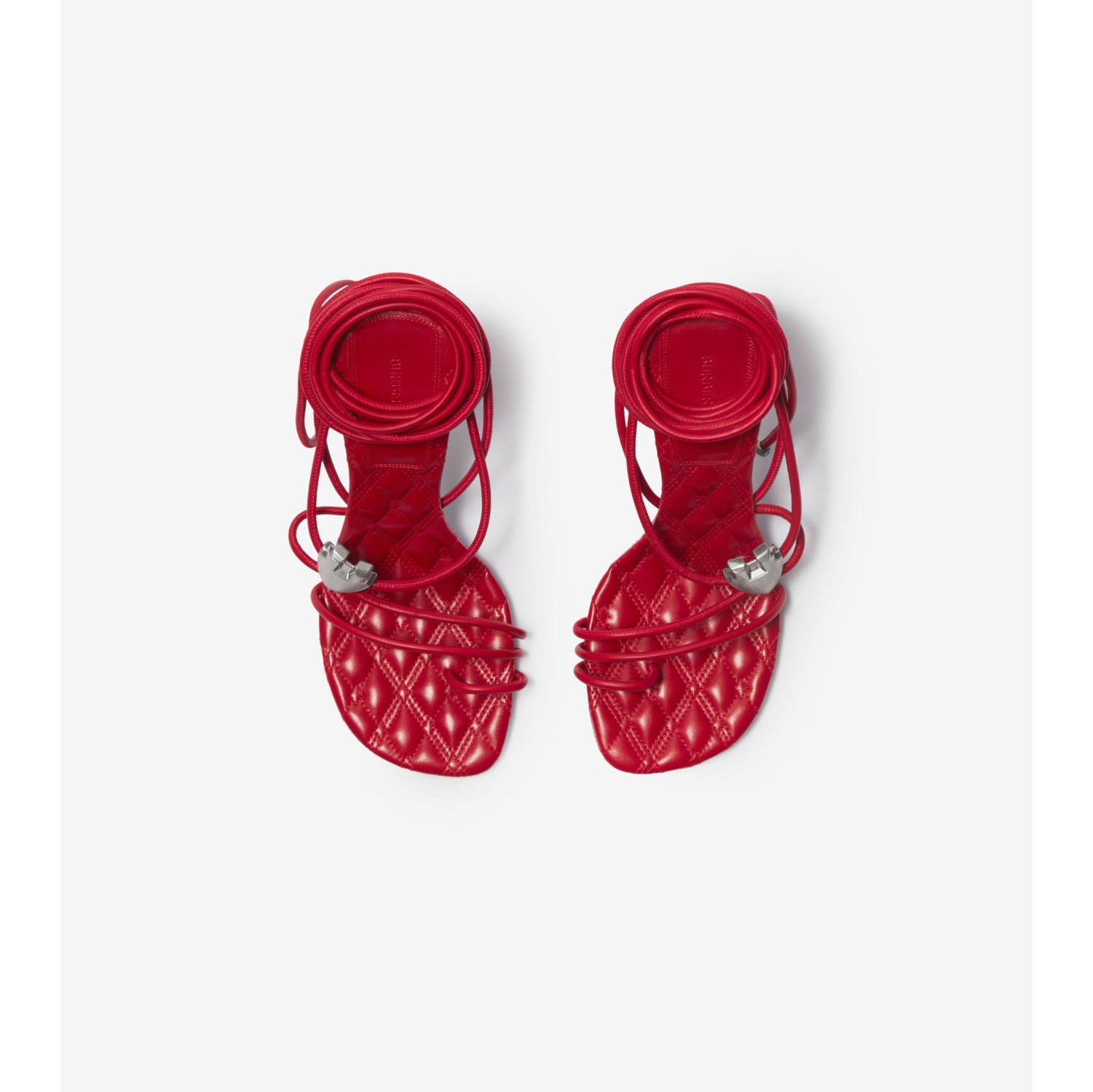 Leather Ivy Shield Heeled Sandals in Scarlet - Women | Burberry® Official