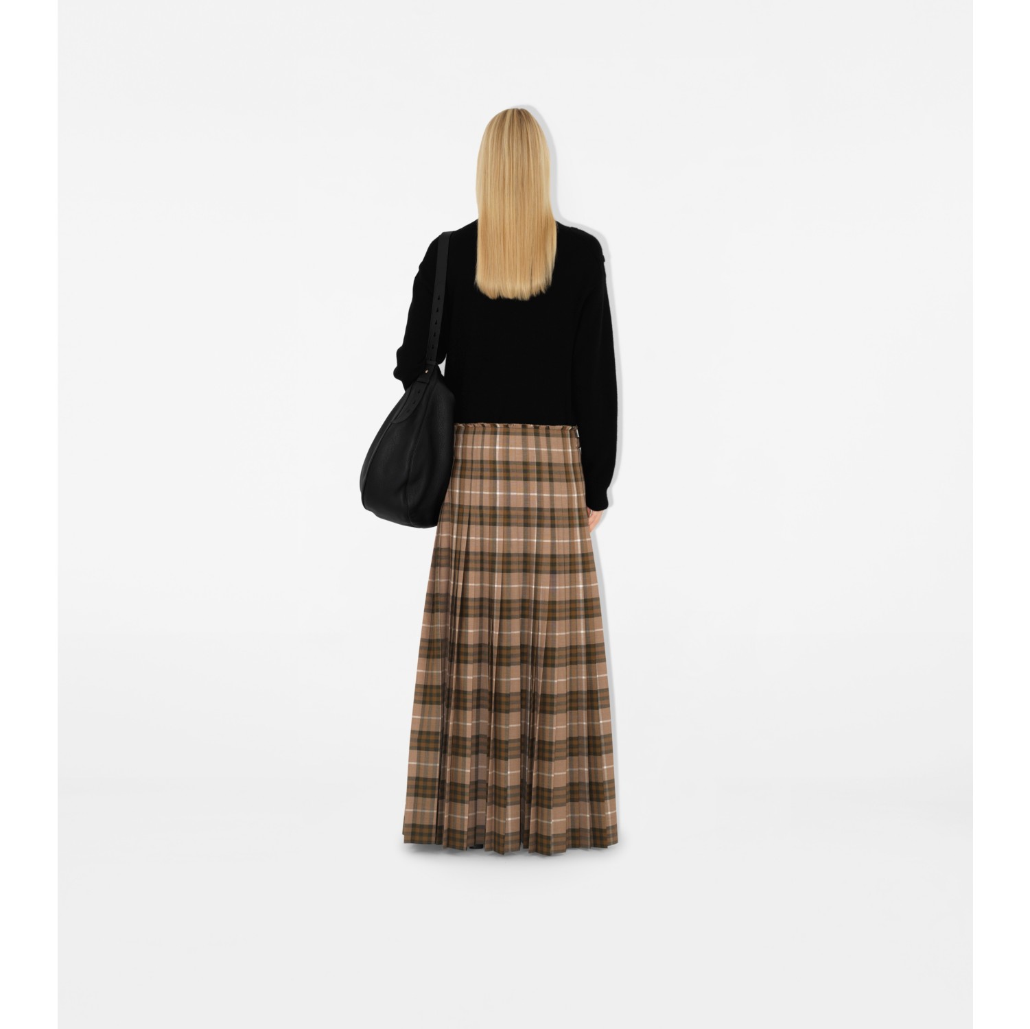 Check Wool Blend Maxi Kilt in Camp - Women | Burberry® Official