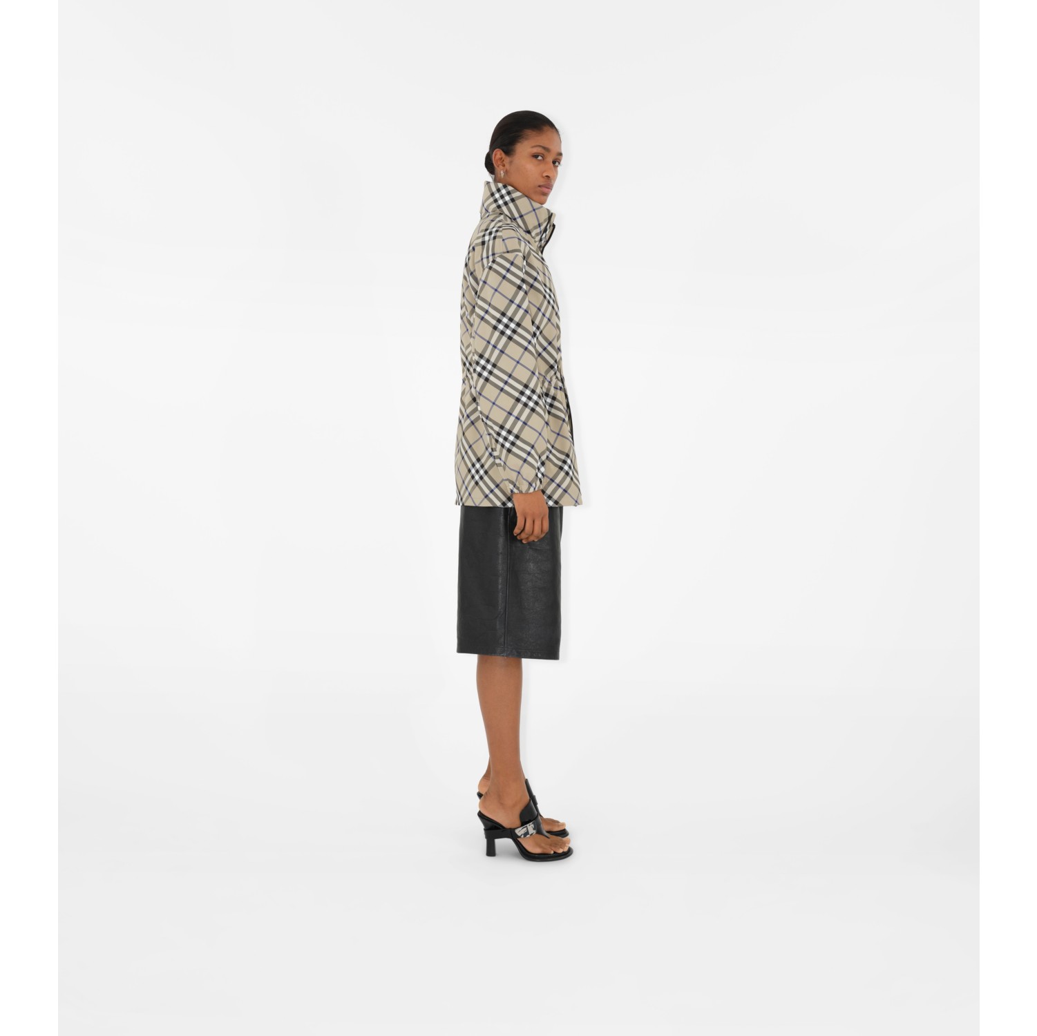 Check Jacket in Lichen - Women, Nylon | Burberry® Official