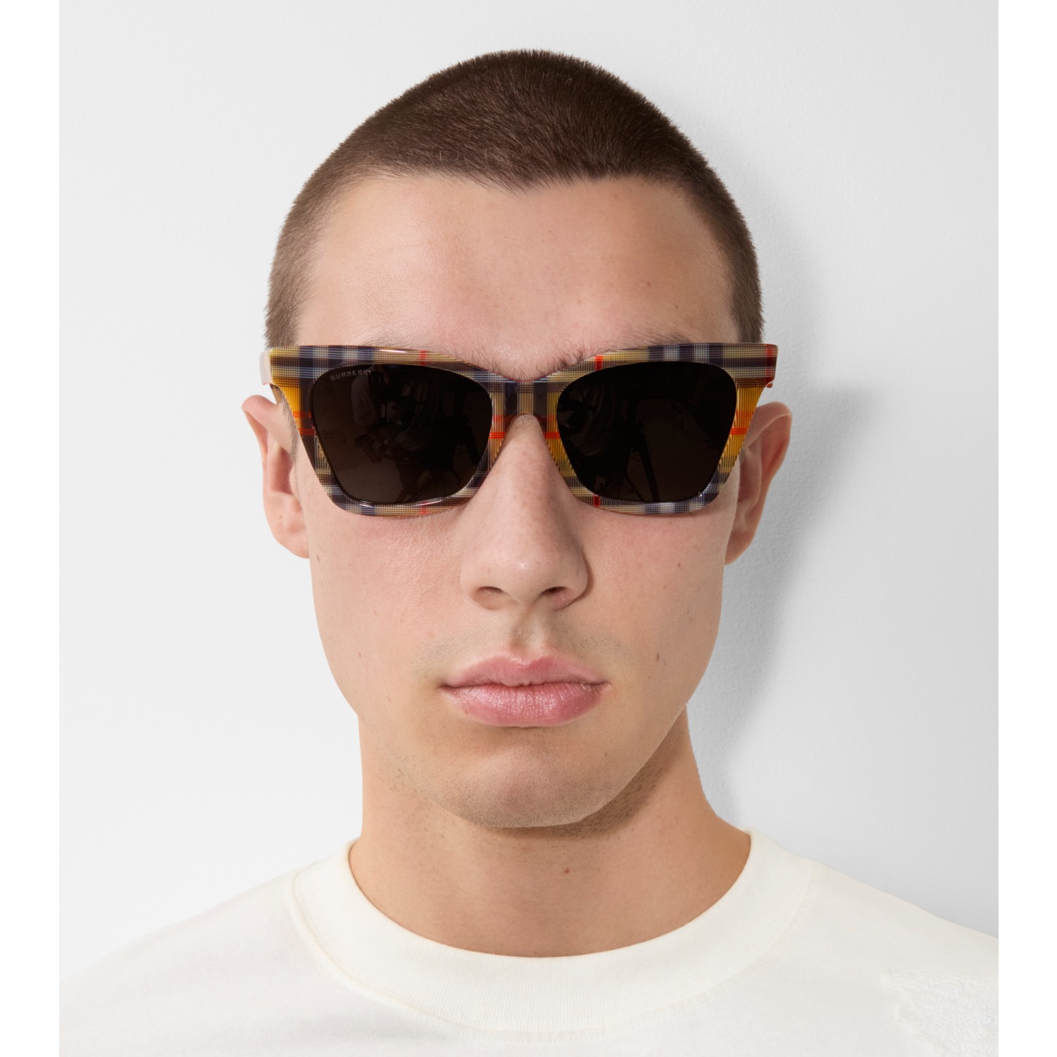 Check Square Sunglasses in Antique yellow - Women | Burberry® Official