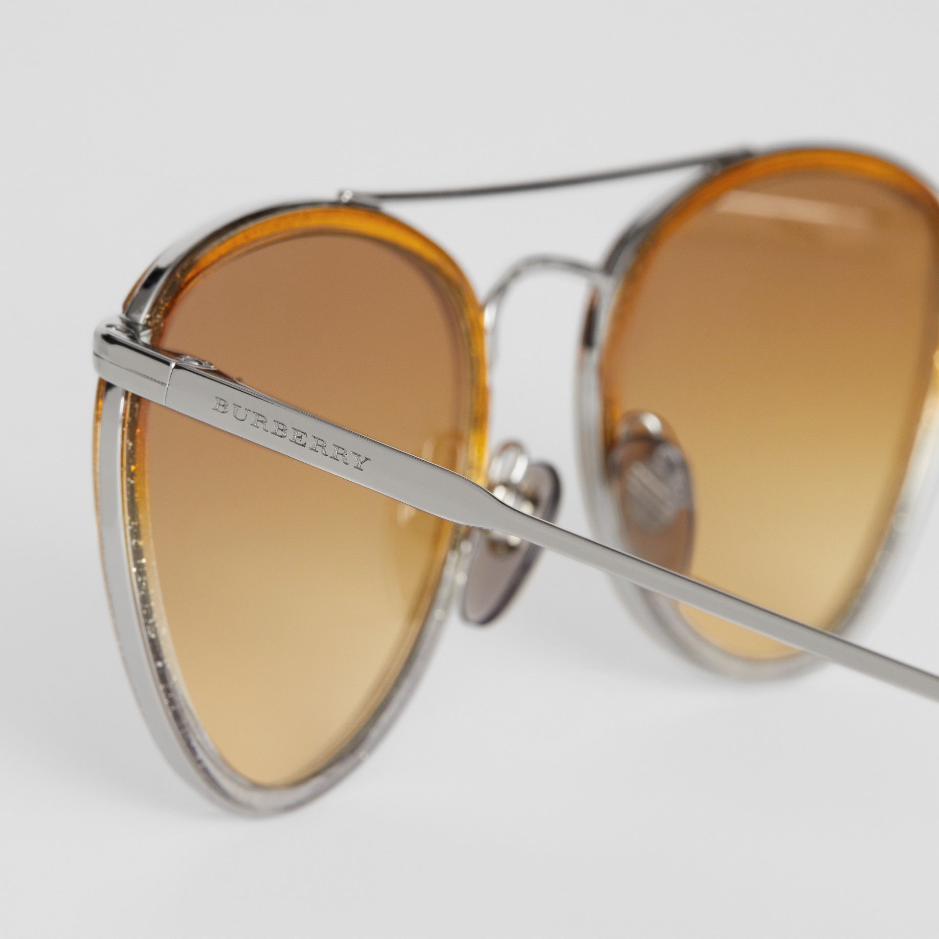 Glitter Detail Pilot Sunglasses In Yellow Women Burberry United States