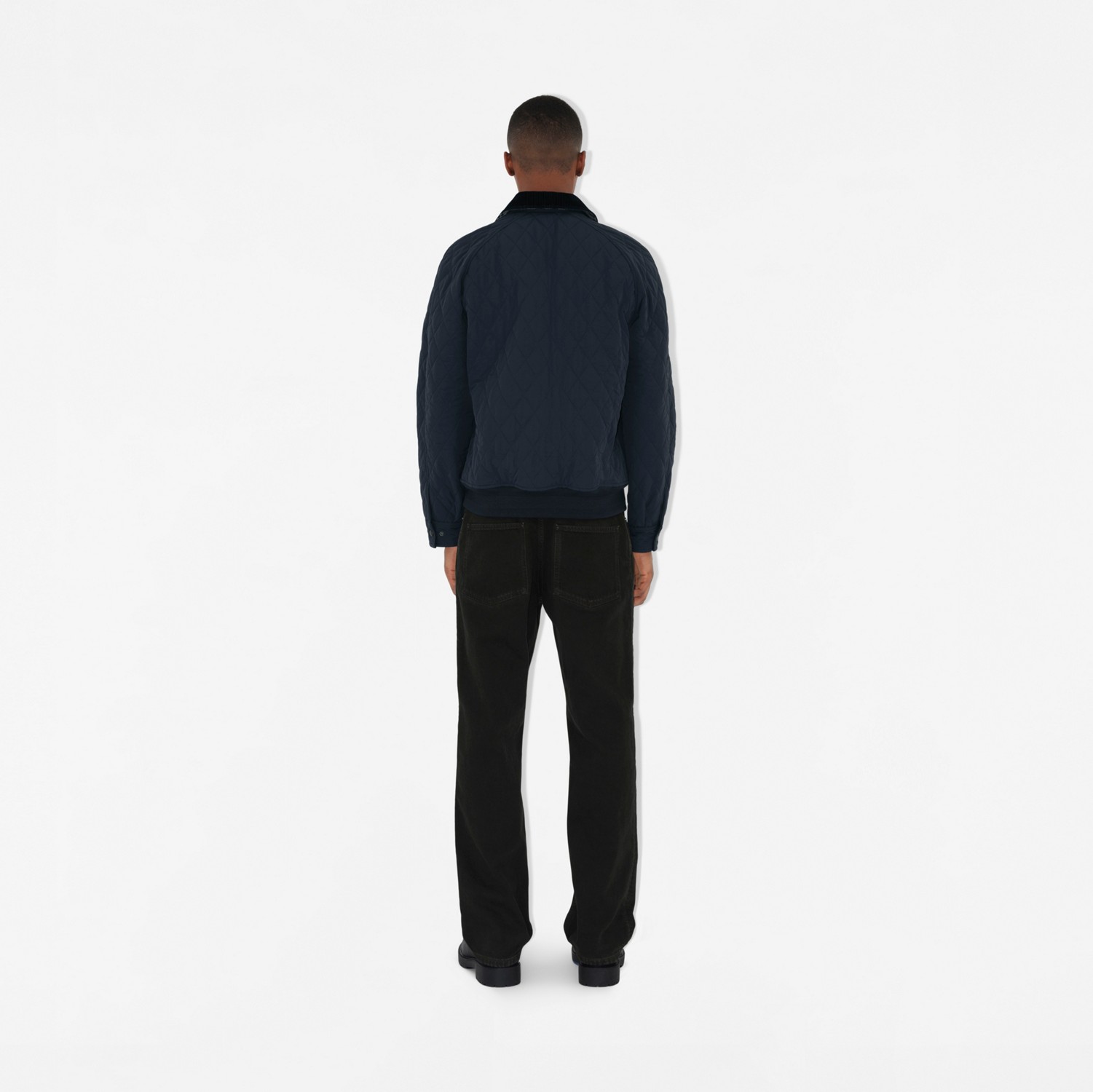 Quilted Nylon Jacket in Navy/charcoal melange - Men Quilted Nylon Jacket in Navy/charcoal melange - Men