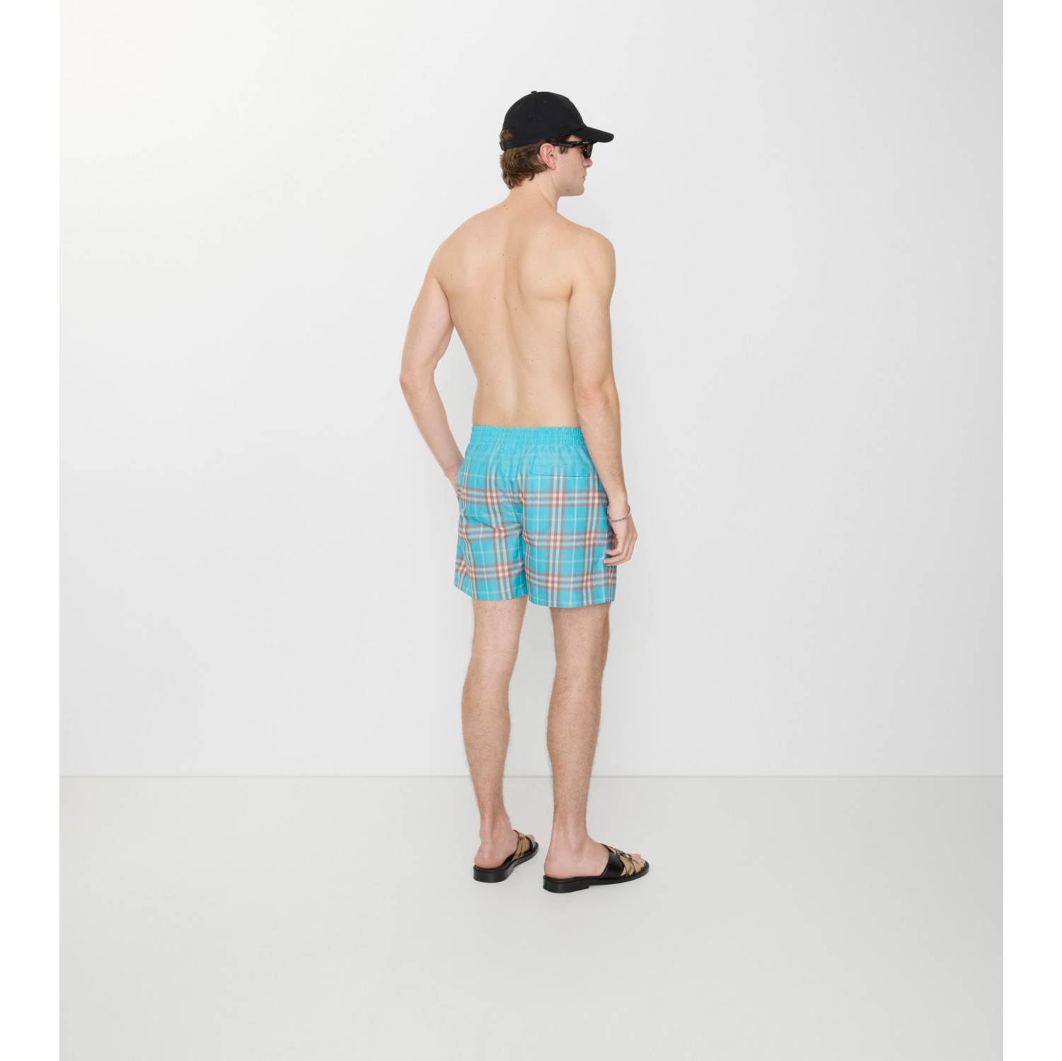 Gradient Check Swim Shorts in Atom blue - Men, Nylon | Burberry® Official