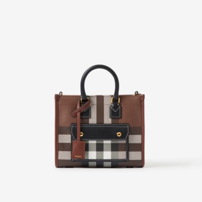 Burberry Mini Freya Tote In Dark Birch Brown | ModeSens