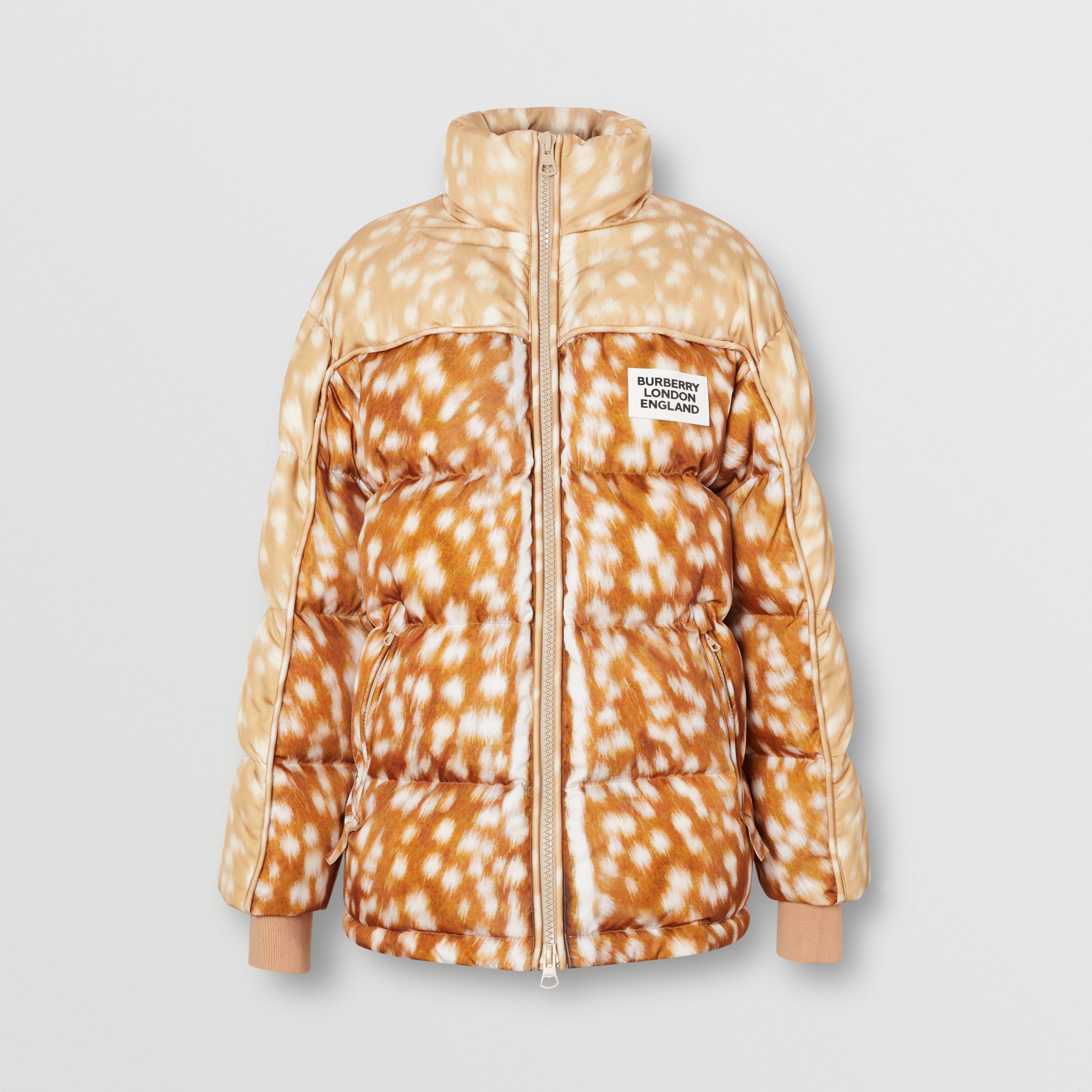 Deer Print ECONYL® Puffer Jacket in Honey - Women | Burberry