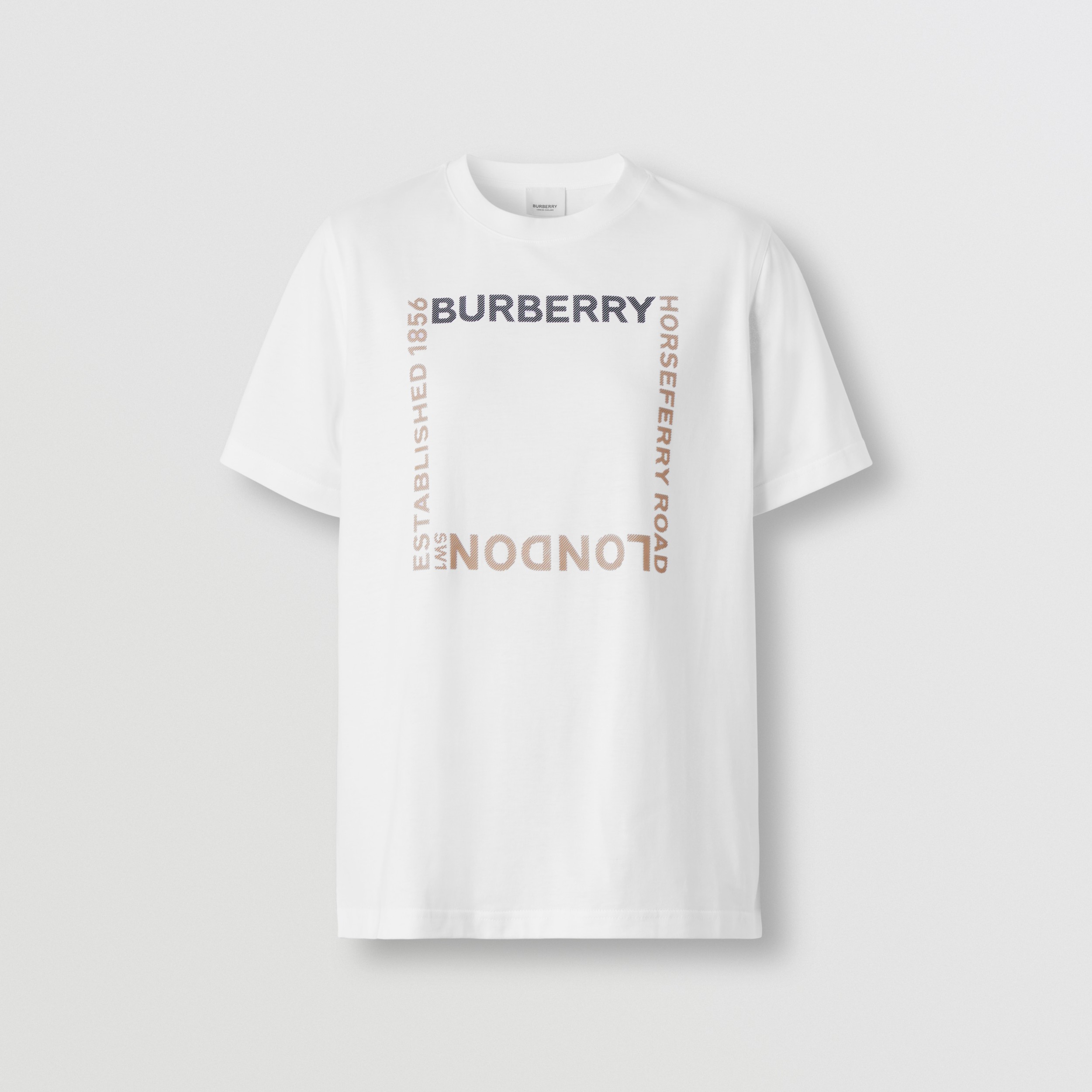 Horseferry Square Print Cotton T-shirt in White - Women | Burberry® Official