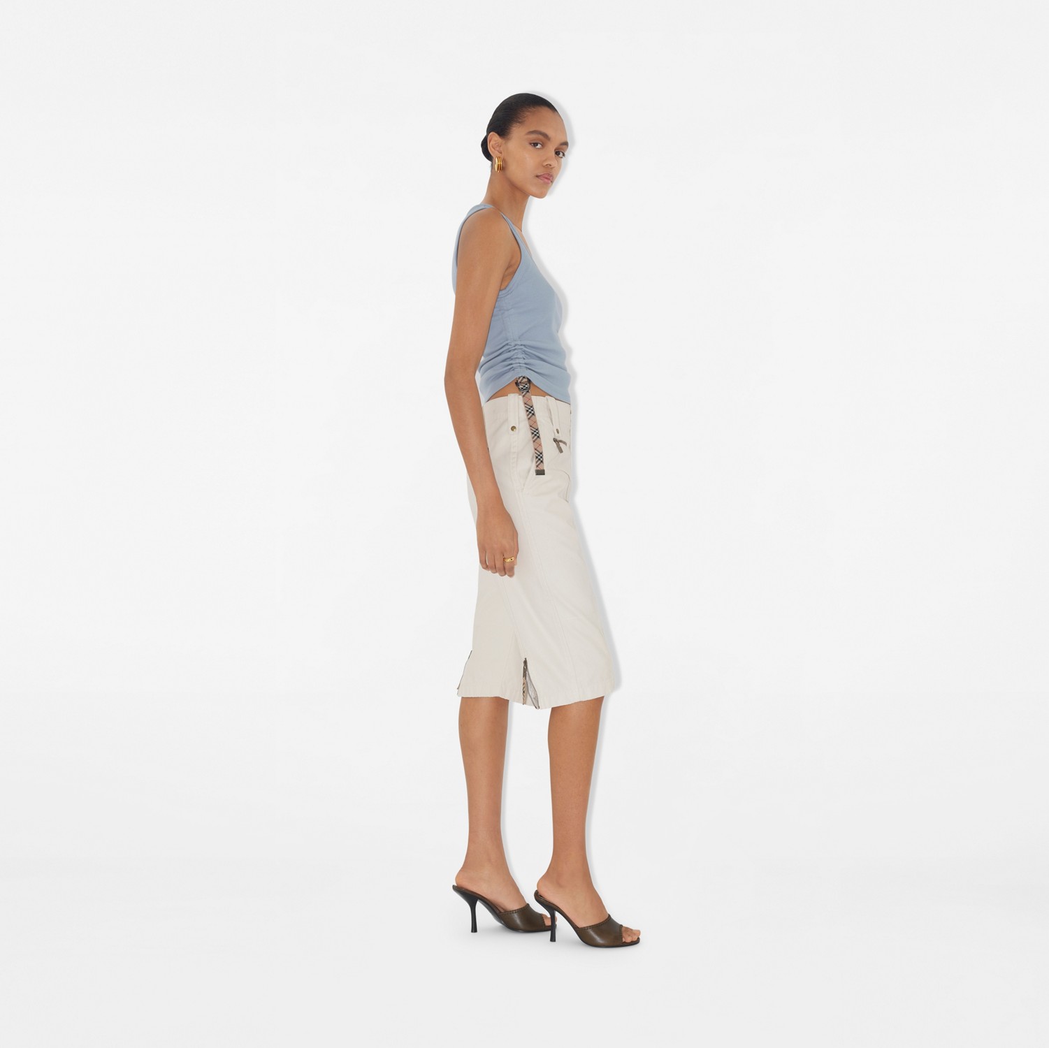Festival Cotton Blend Tank Top in Gale - Women | Burberry Festival Cotton Blend Tank Top in Gale - Women | Burberry