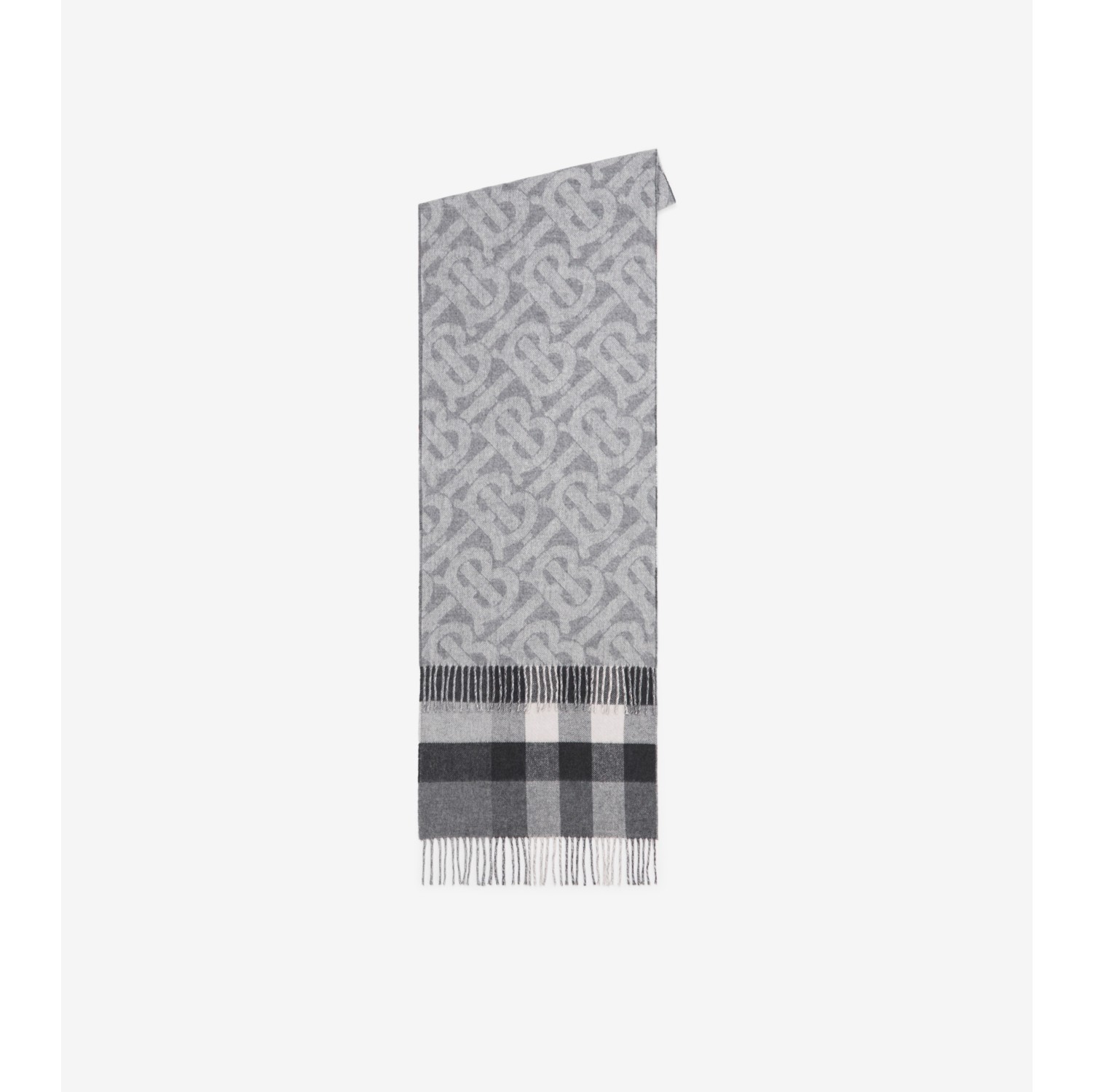 Reversible Monogram Check Cashmere Scarf in Mid grey | Burberry® Official