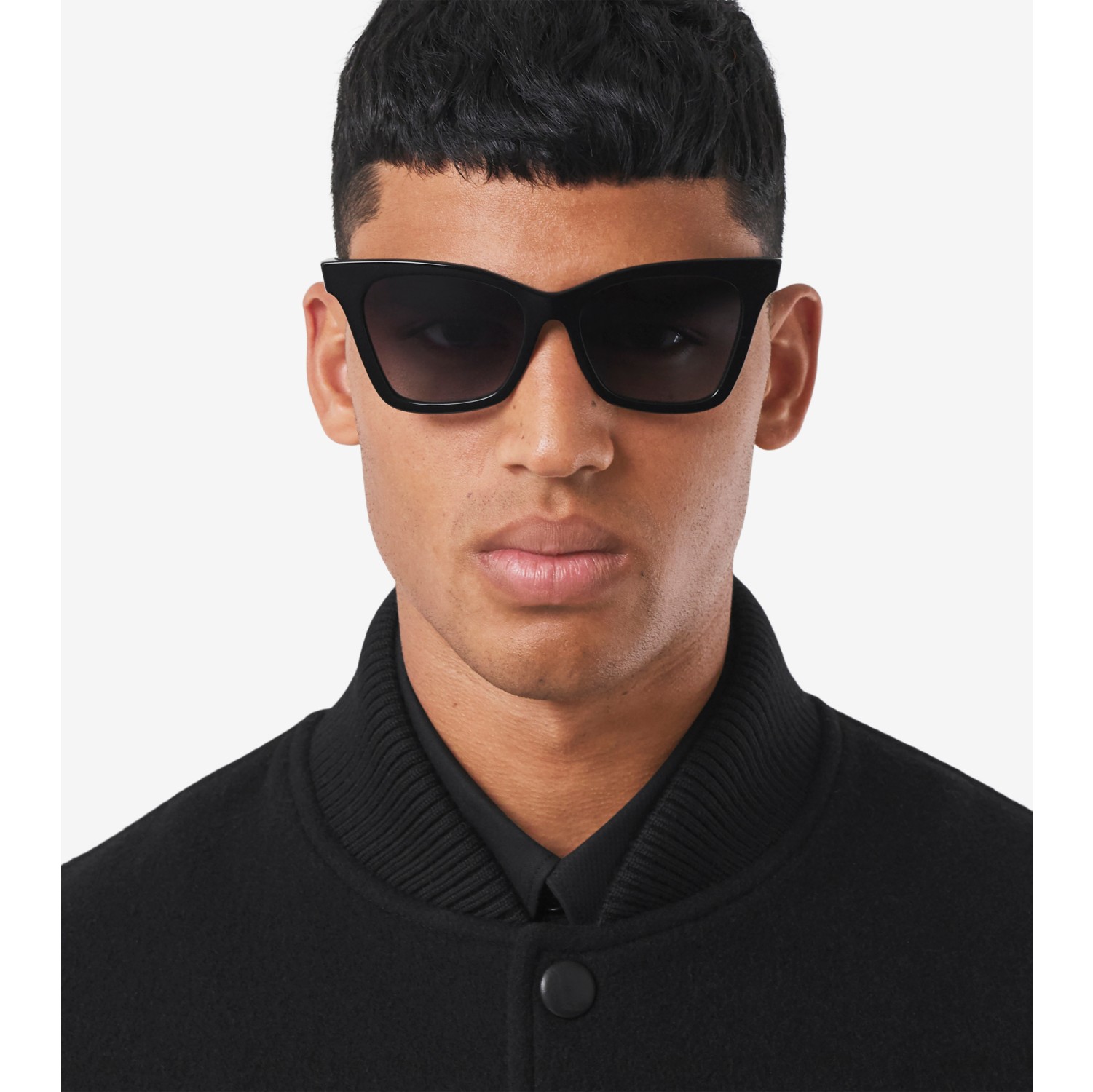 Check Detail Square Frame Sunglasses in Black/beige - Women | Burberry® Official