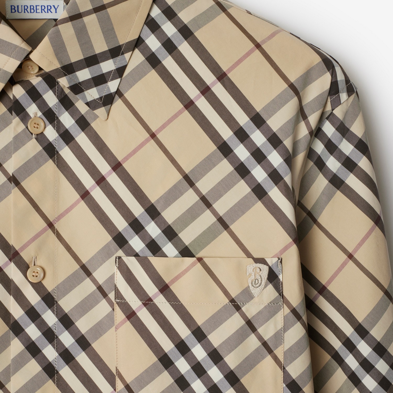 Relaxed Fit Check Cotton Shirt in Alabaster - Men | Burberry Relaxed Fit Check Cotton Shirt in Alabaster - Men | Burberry