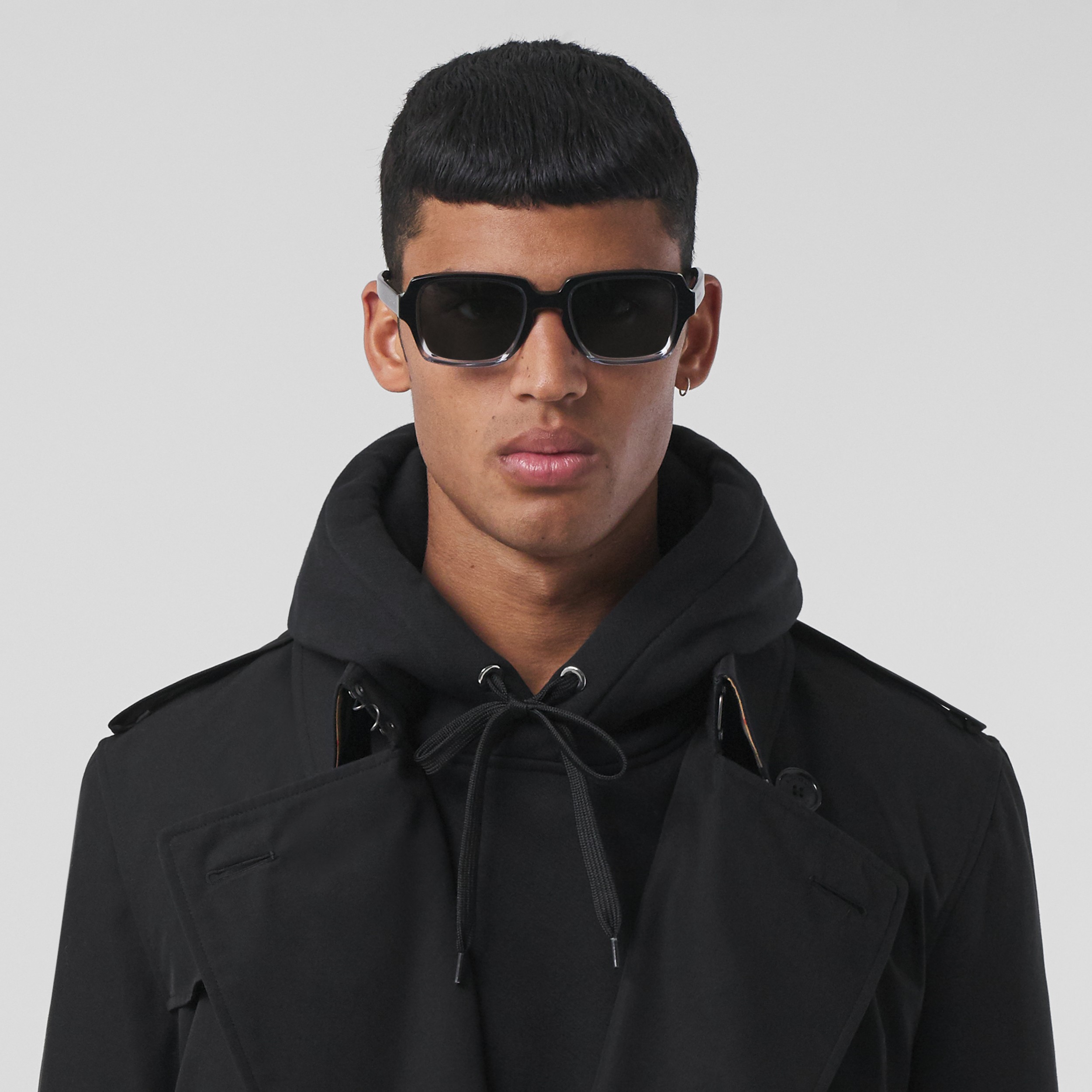 Logo Detail Rectangular Frame Sunglasses in Black/transparent - Men ...
