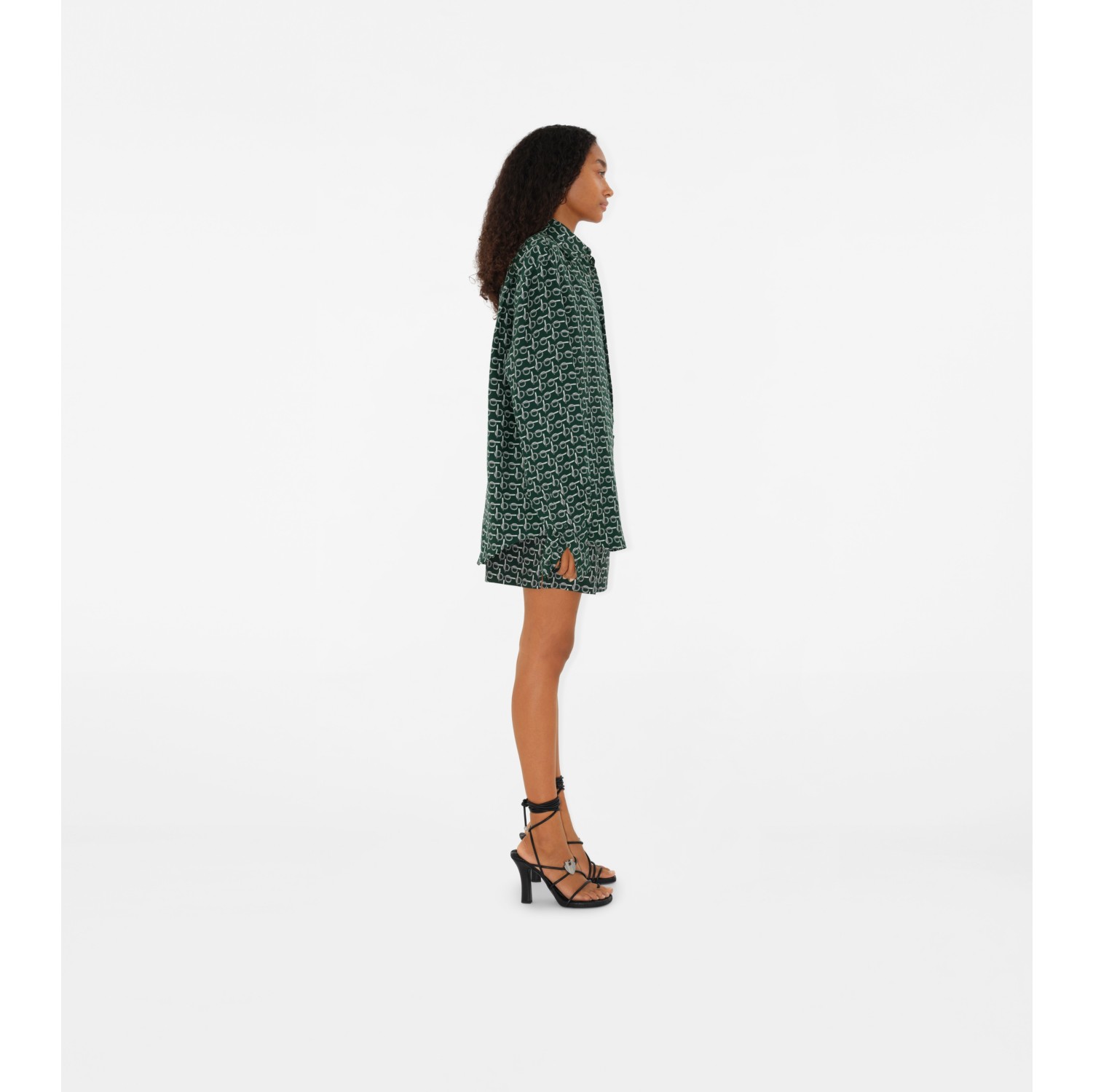 B Silk Shorts in Silver green Women Burberry Official