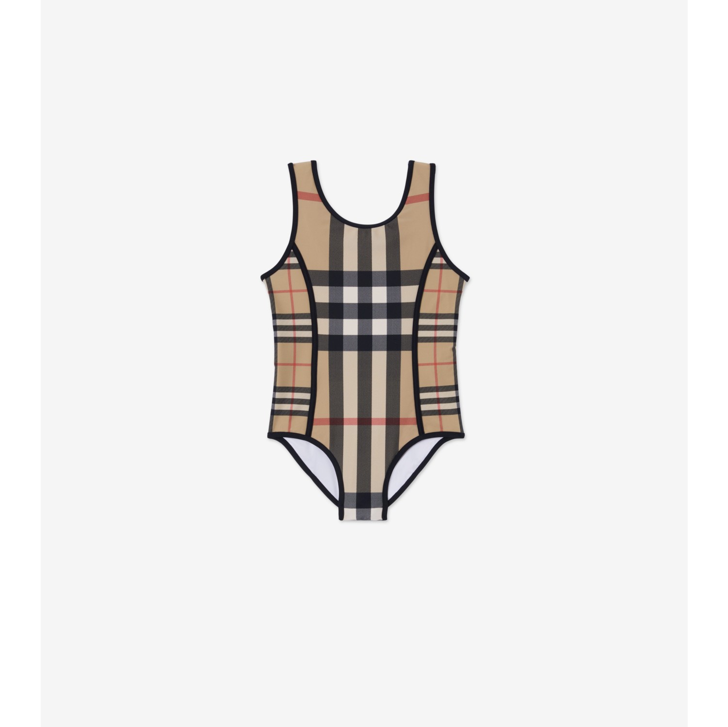 Badeanzug Aus Stretchnylon In Kontrastierendem Check Vintage Beige Burberry®