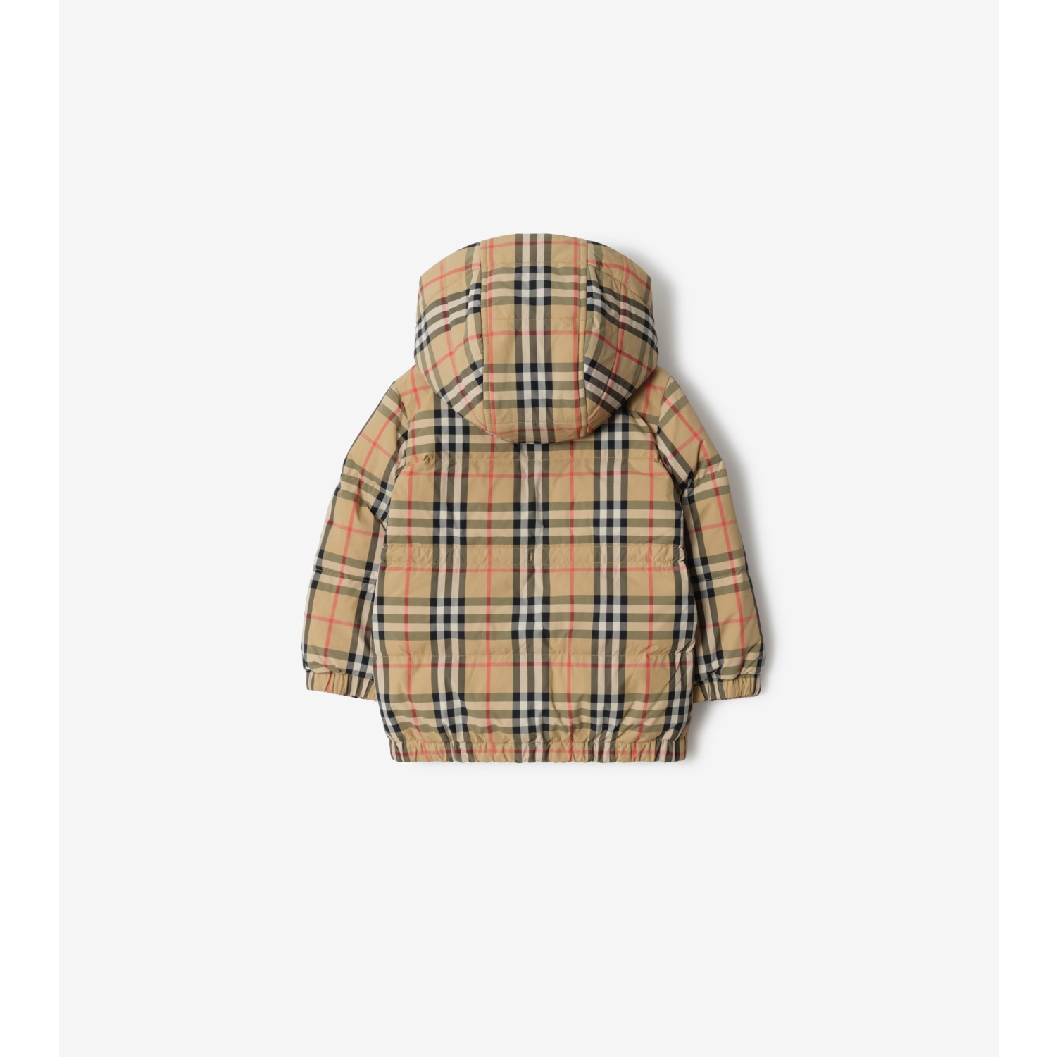 Check Nylon Puffer Coat in Sand beige | Burberry® Official