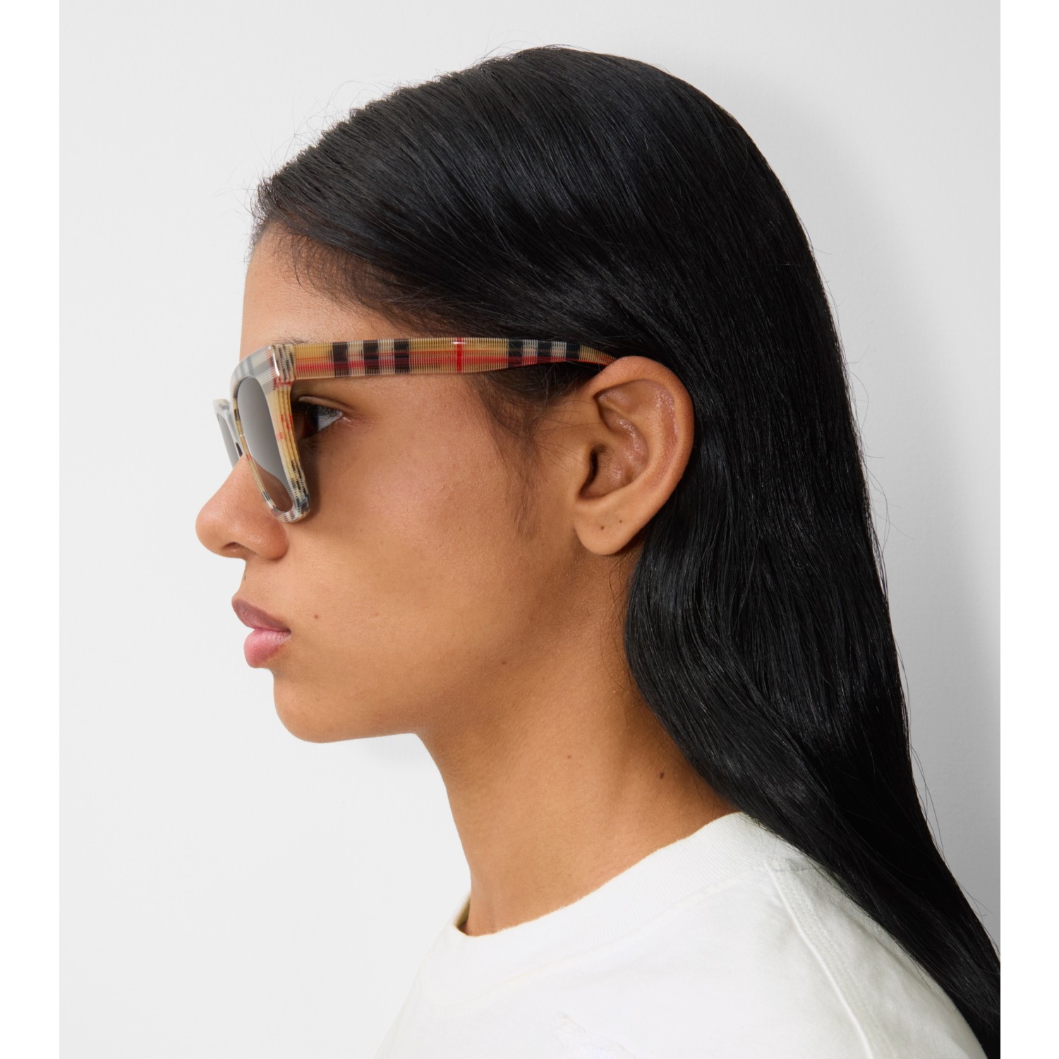 Check Square Sunglasses in Antique yellow - Women | Burberry® Official