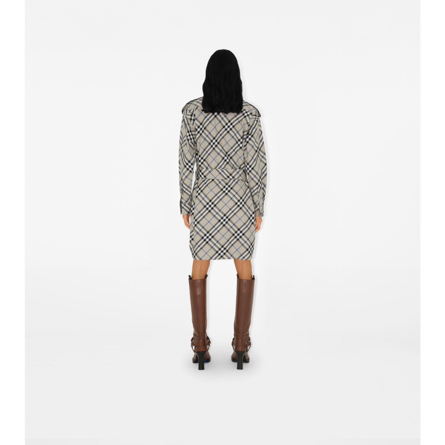 Check Cotton Shirt Dress in Lichen - Women | Burberry® Official