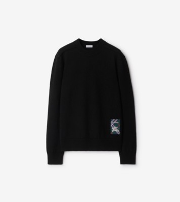 Suéter de lã com etiqueta Check (Preto) - Feminino, Lã | Burberry® oficial